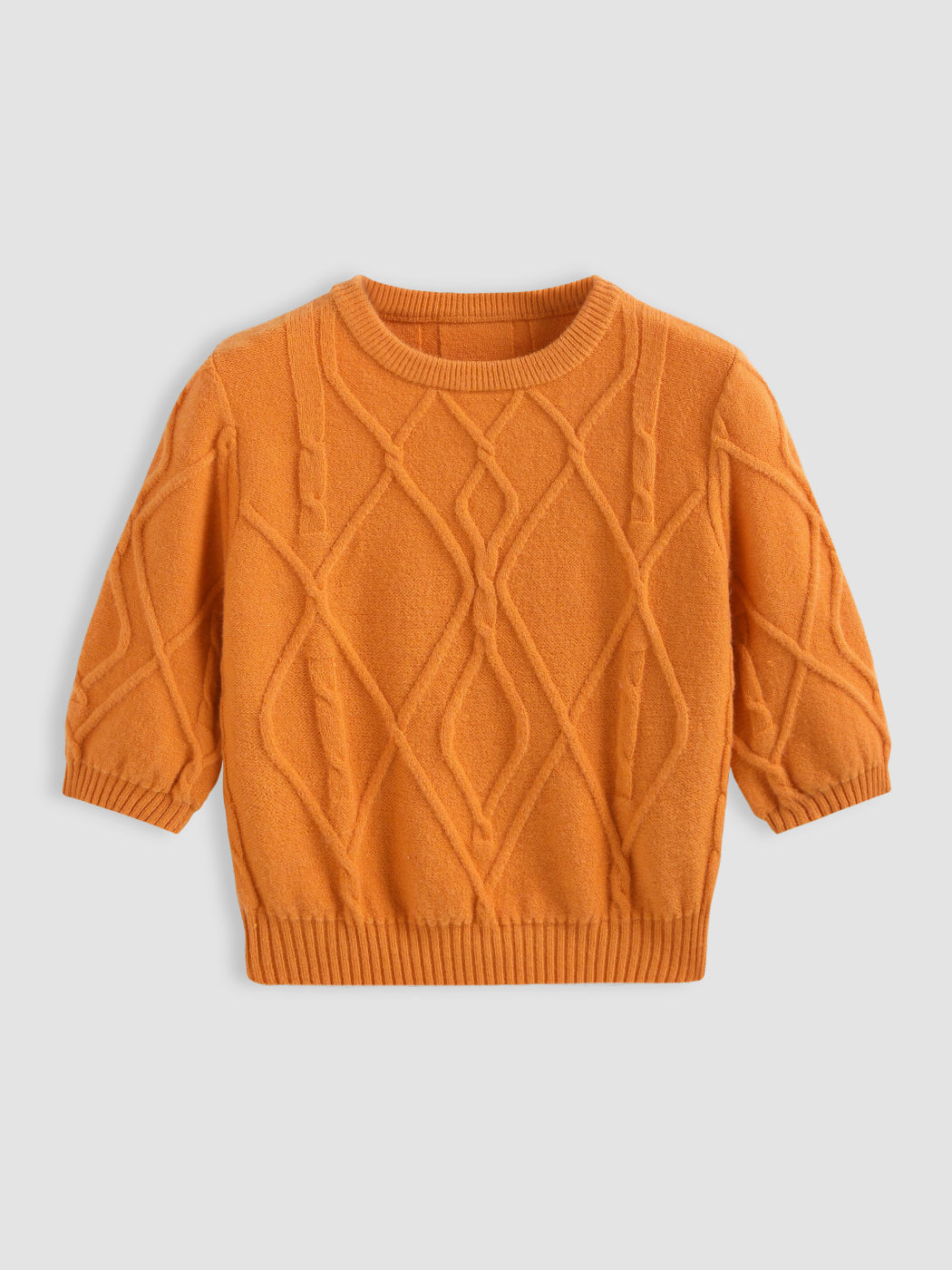 Solid Cable Knit Crop Top For School Daily Casual
