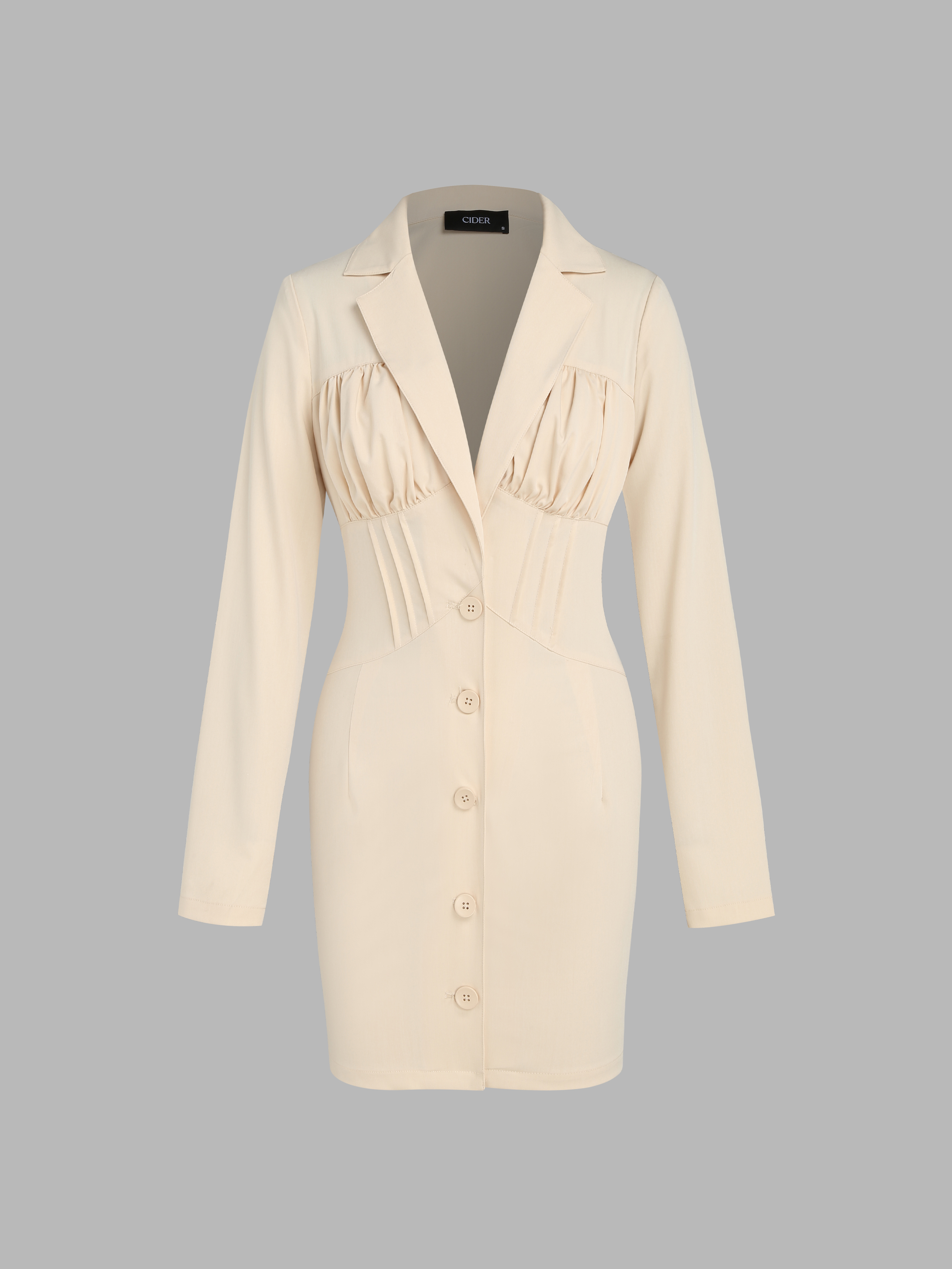 Woven Solid Notched Collar Button Up Short Dress For School Work