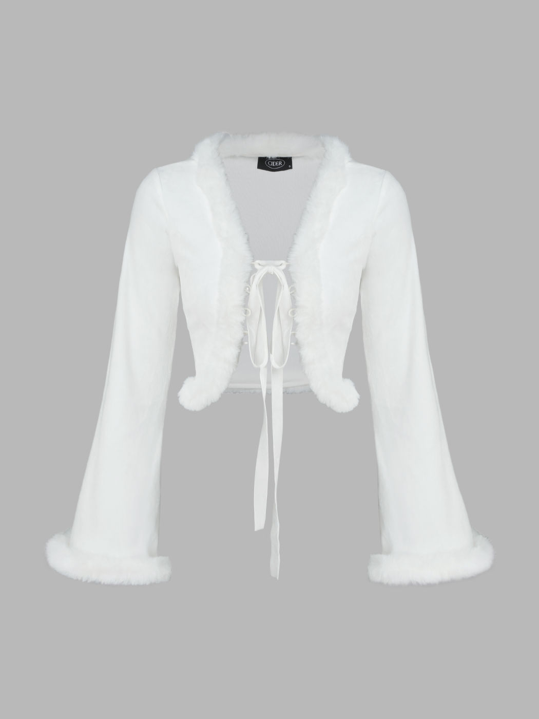 Faux Fur Trim Lace Up Crop Top For Work