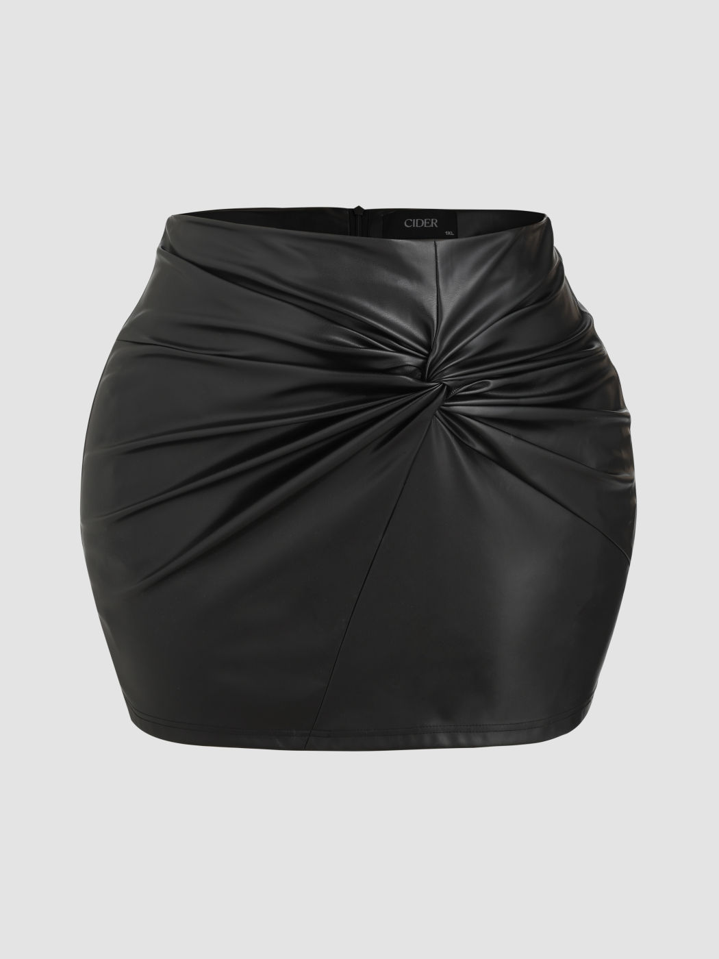 PU Leather Solid Twist Mini Skirt Curve & Plus For Music Festival/Live ...
