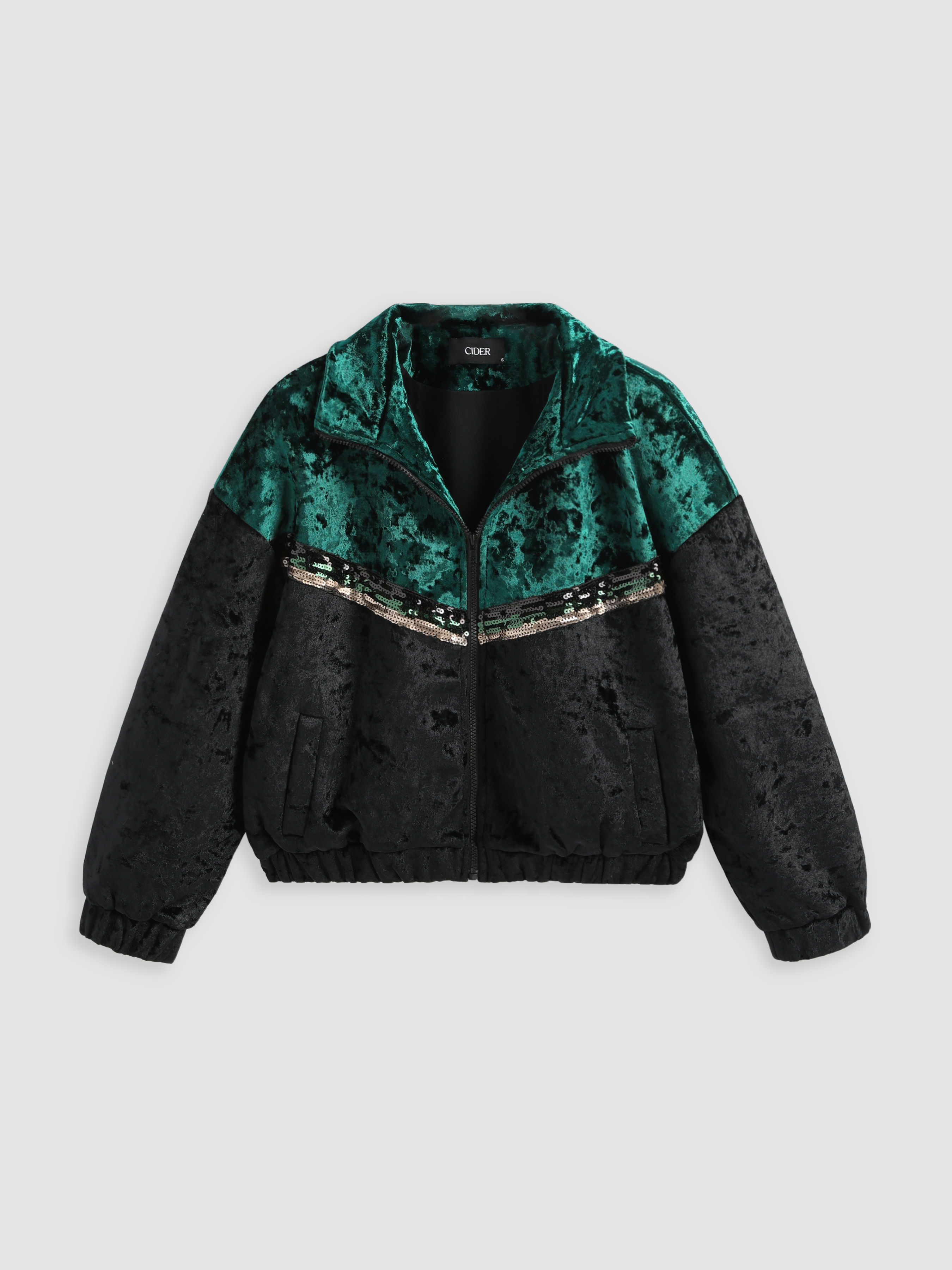 Velvet Sequin Contrasting Jackets For Daily Casual School Outdoor