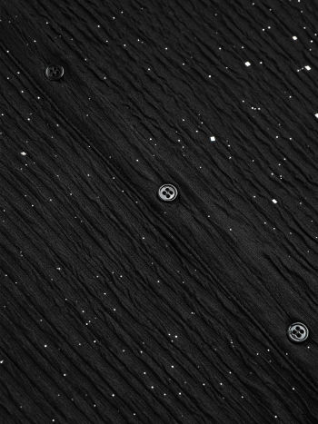 Glitter Collar Button Down Blouse - Cider