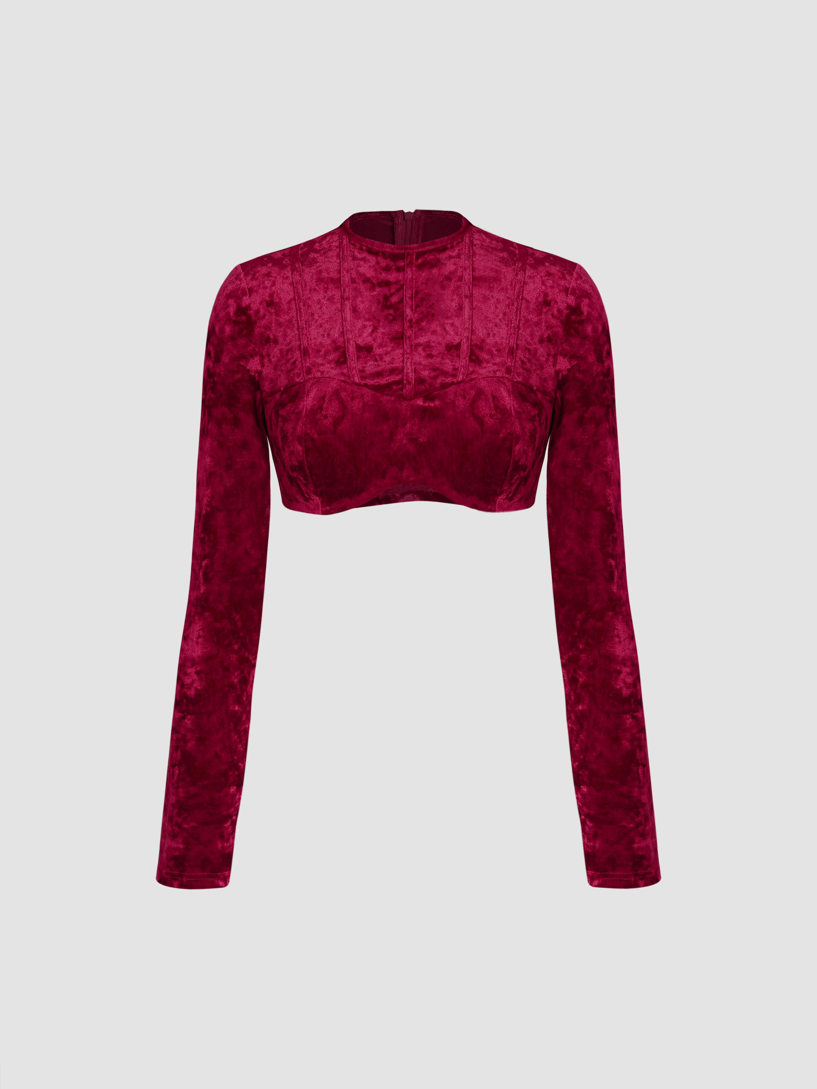 Velvet Solid Crop Top - Cider