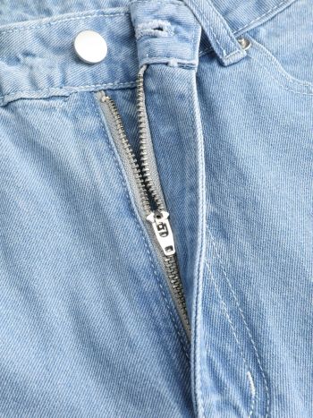 Rhinestone Chain Ripped Wide Leg Jeans - Cider