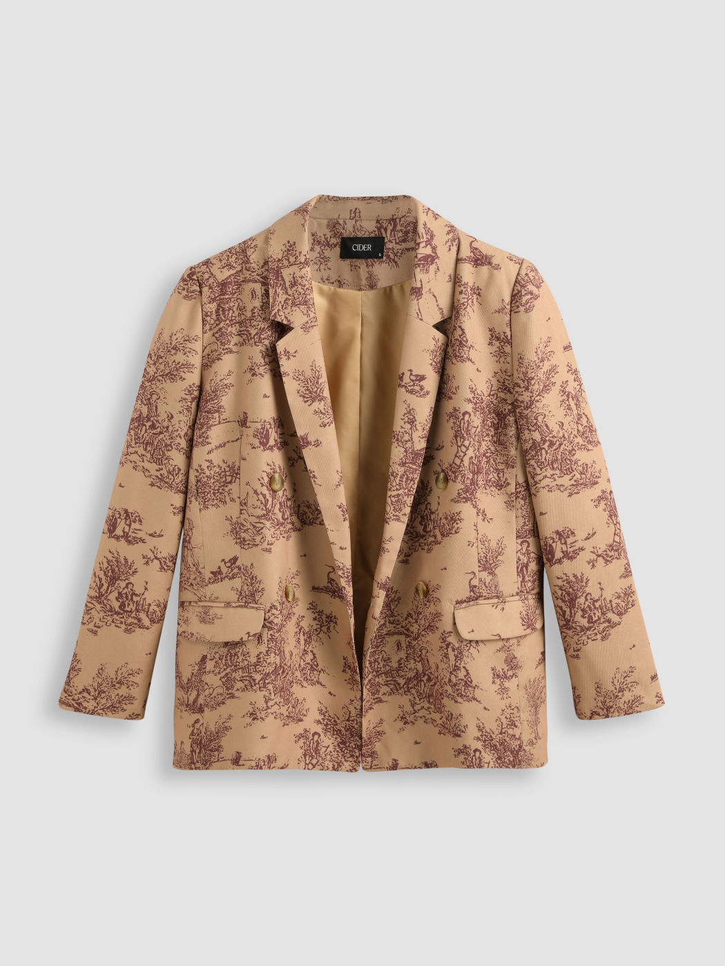 Woven Toile de Jouy Woven Oversized Blazer For Exhibition