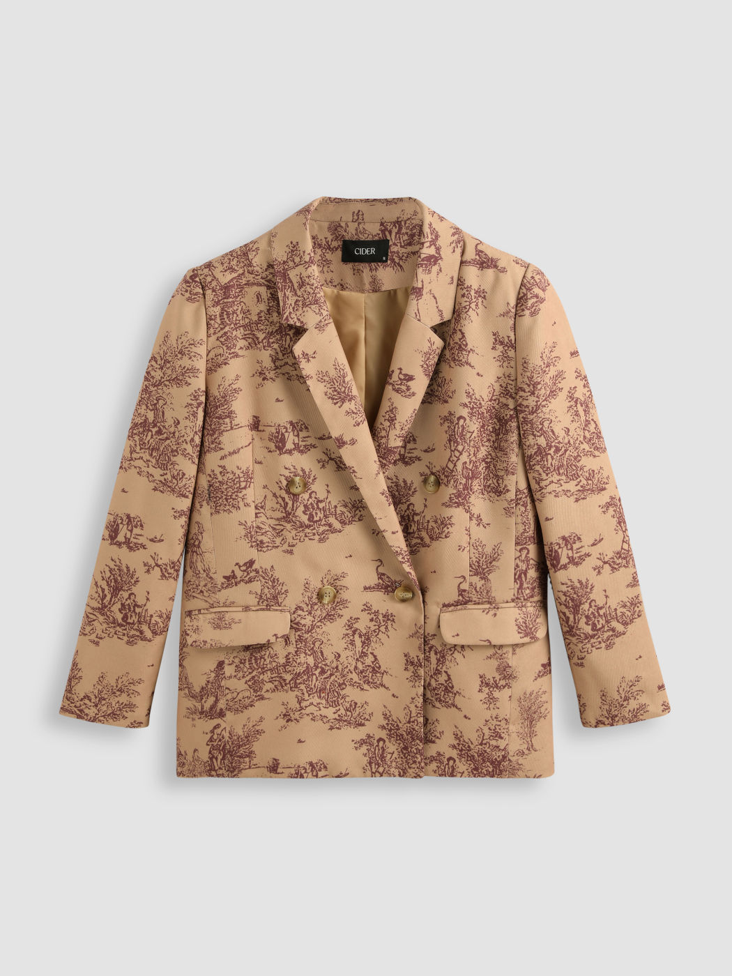 Woven Toile de Jouy Woven Oversized Blazer For Exhibition