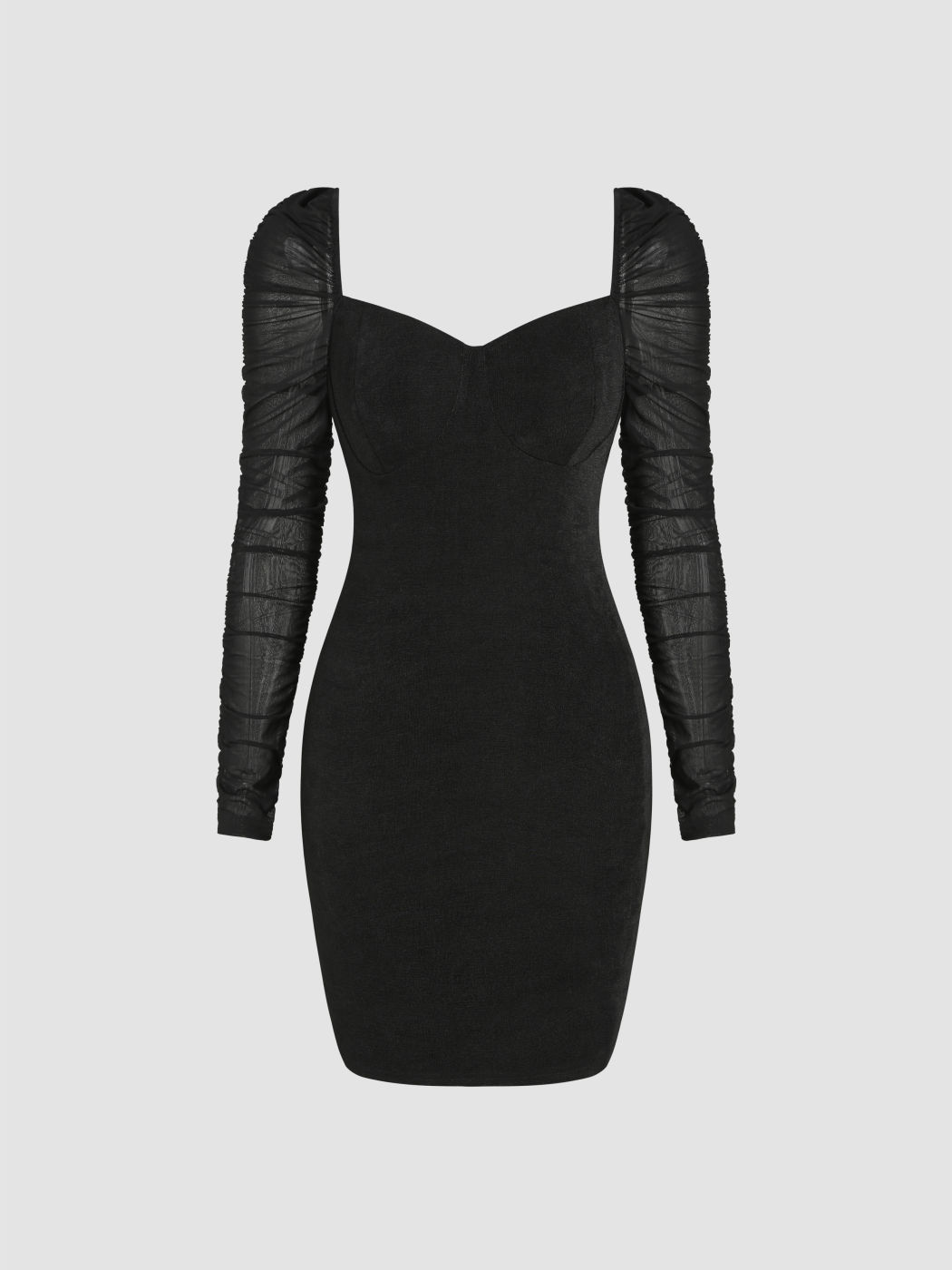 Mesh Solid Square Neck Knitted Mini Dress For Date
