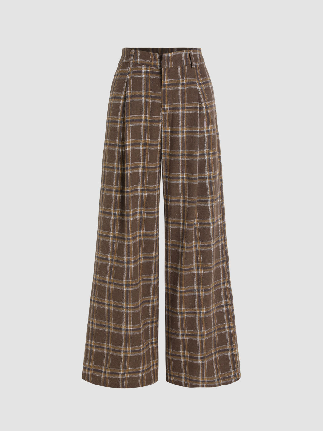 Woven Check Straight Leg Trousers For School Daily Casual