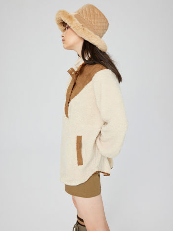 Fleece Patchy Oversized Button Up Sweatshirt For School Daily Casual Home