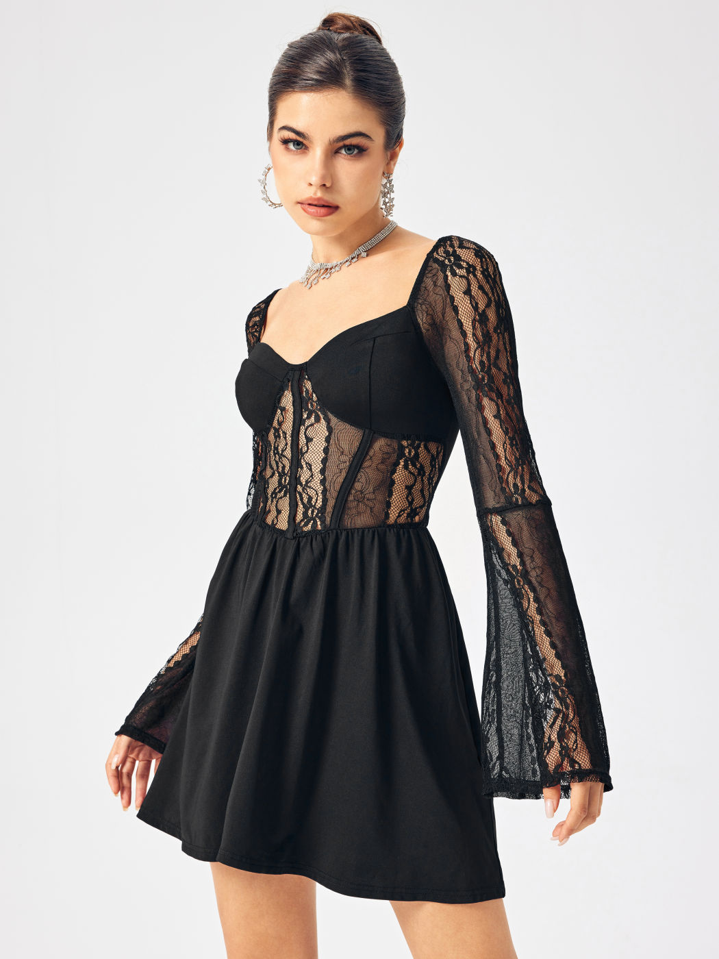 Hoco Dress Homecoming Solid Corset Lace Mini Dress For Vacation Holiday Date