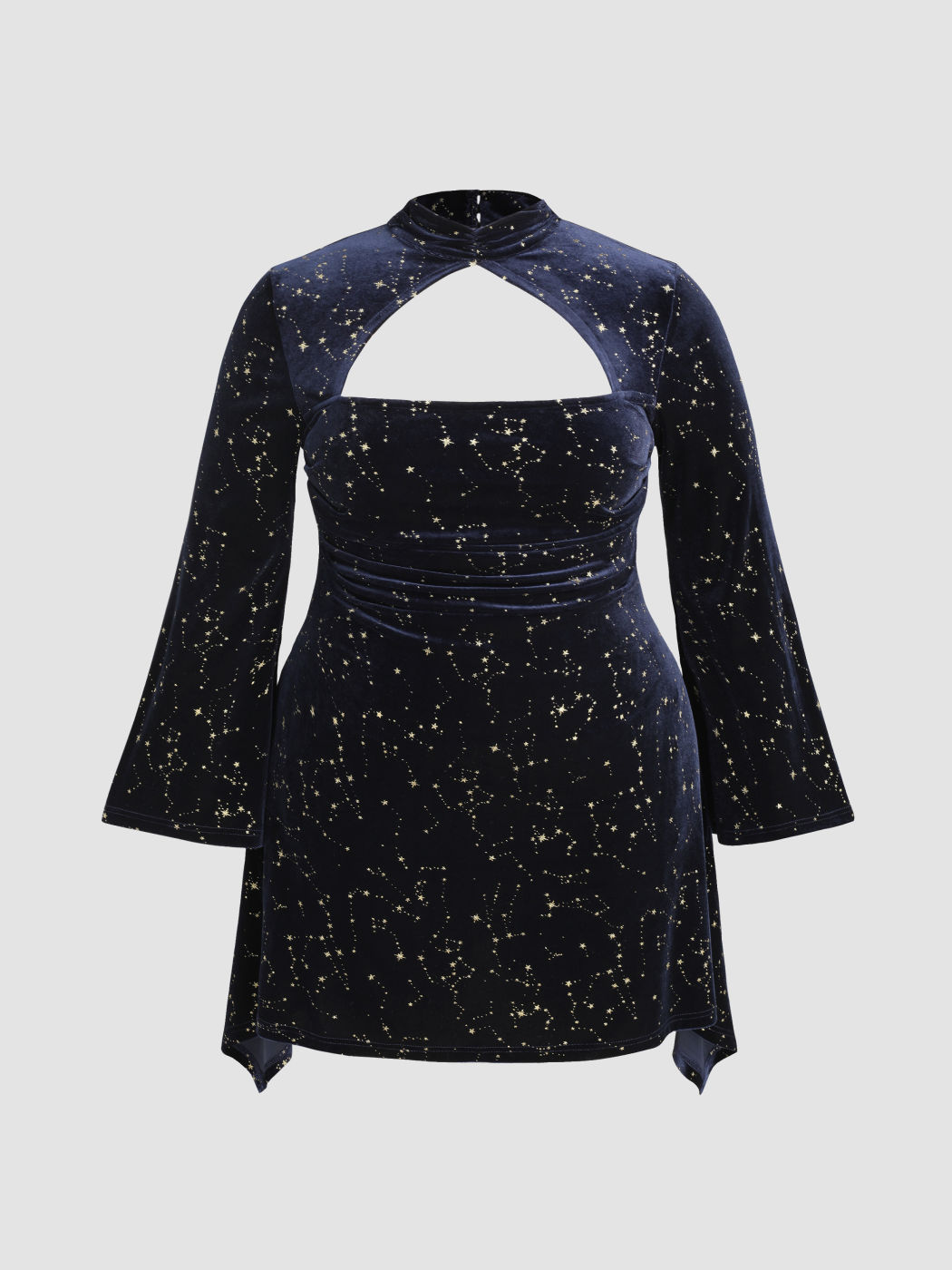 Velvet Velvet Star Pattern Bell Sleeve Short Dress Curve & Plus For ...