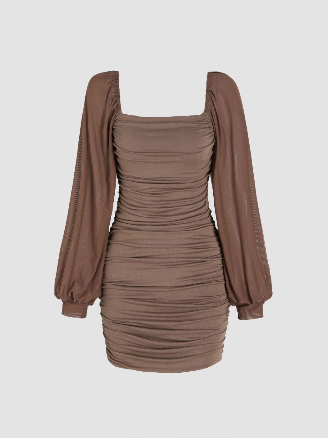 Solid Square Neck Ruched Mini Dress For Date