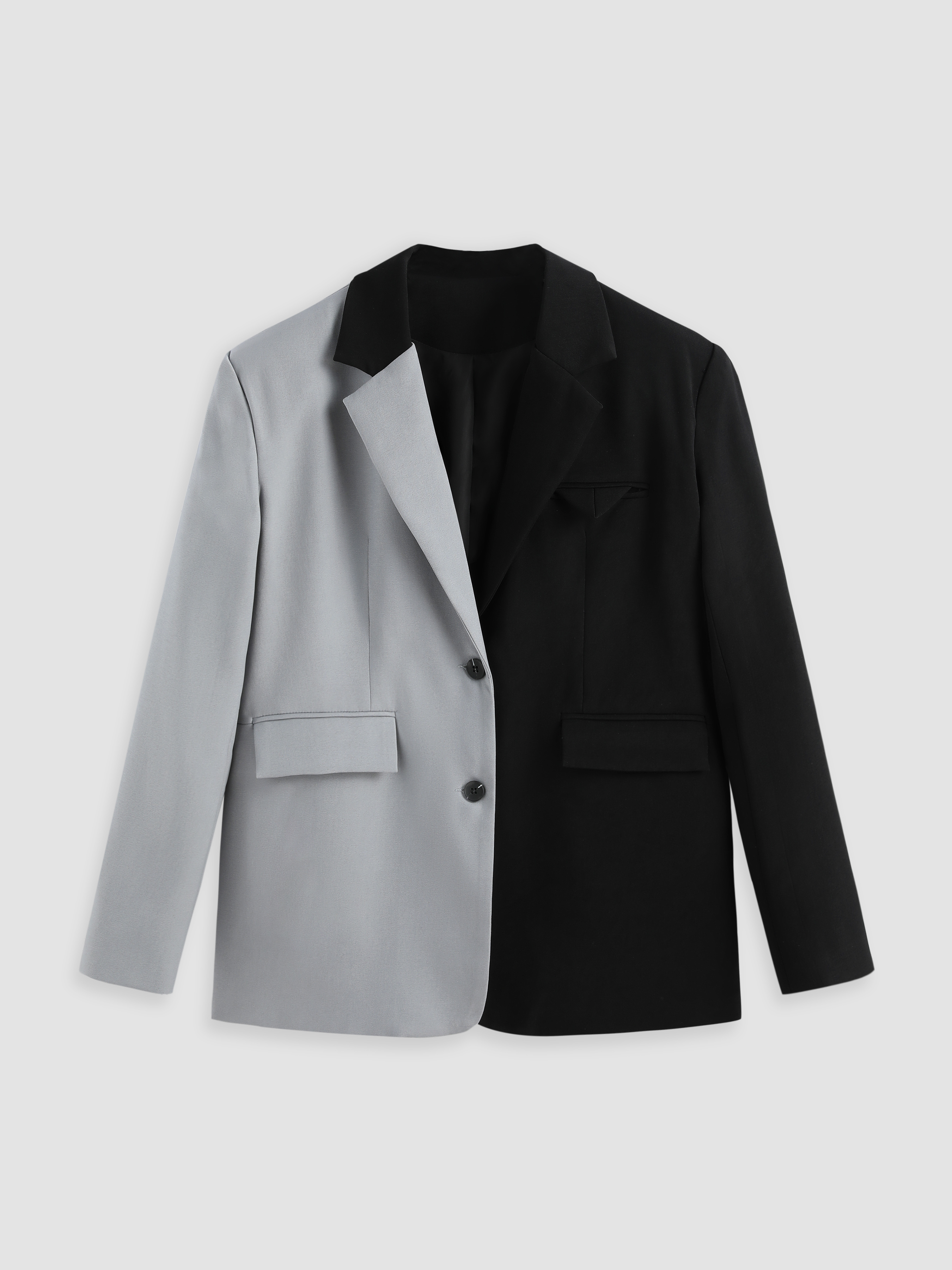 Two Tone V-neck Button Up Oversized Blazer - Cider