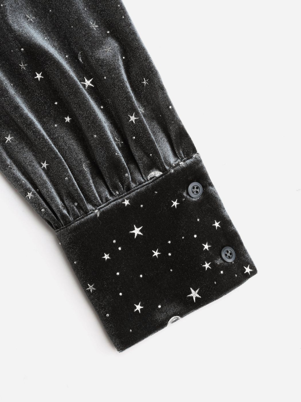 Velvet V-neck Star & Moon Pattern Glitter Mini Dress - Cider