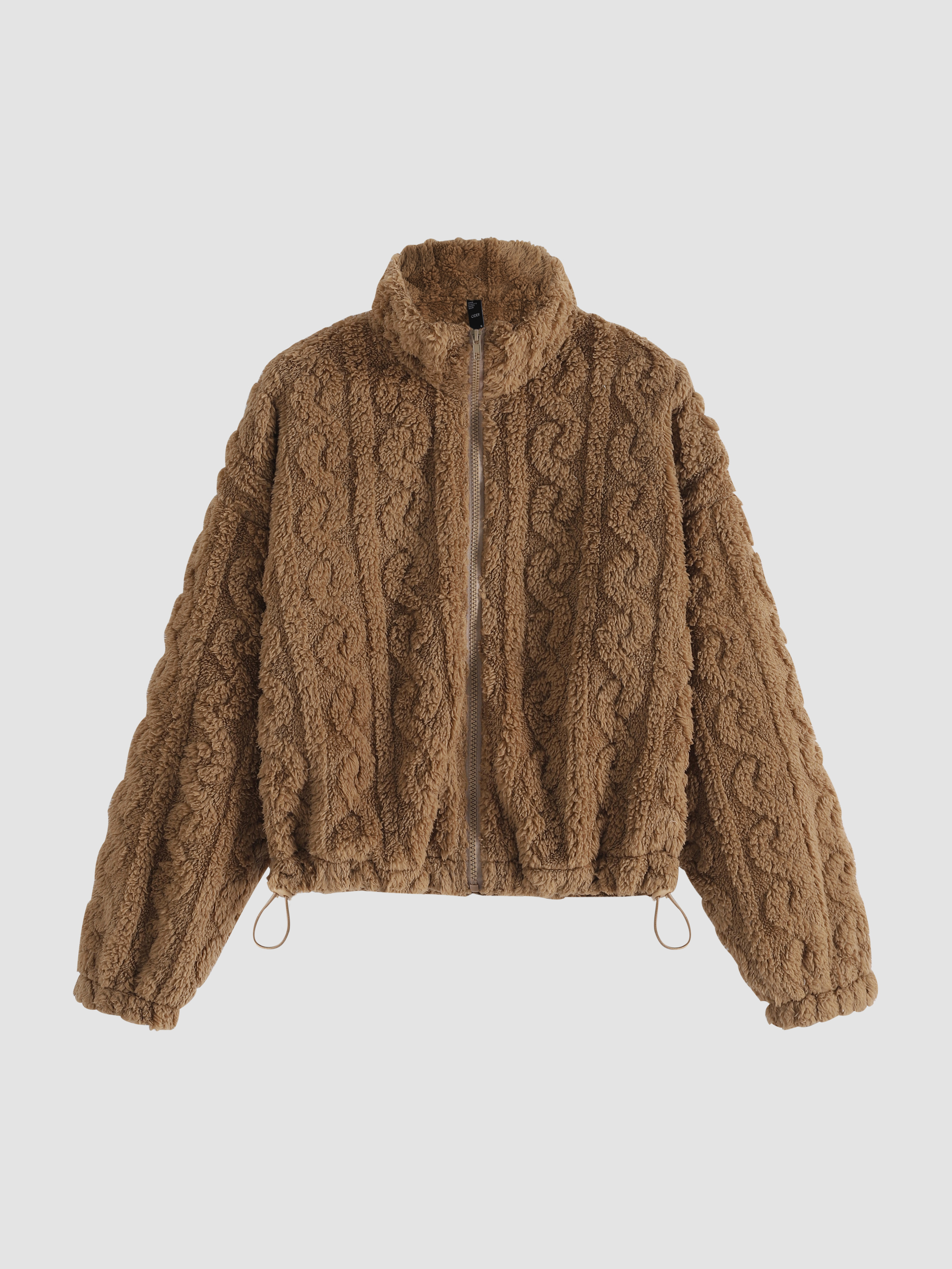 Fleece Solid Texture Stand Collar Sweatshirt For School Daily Casual