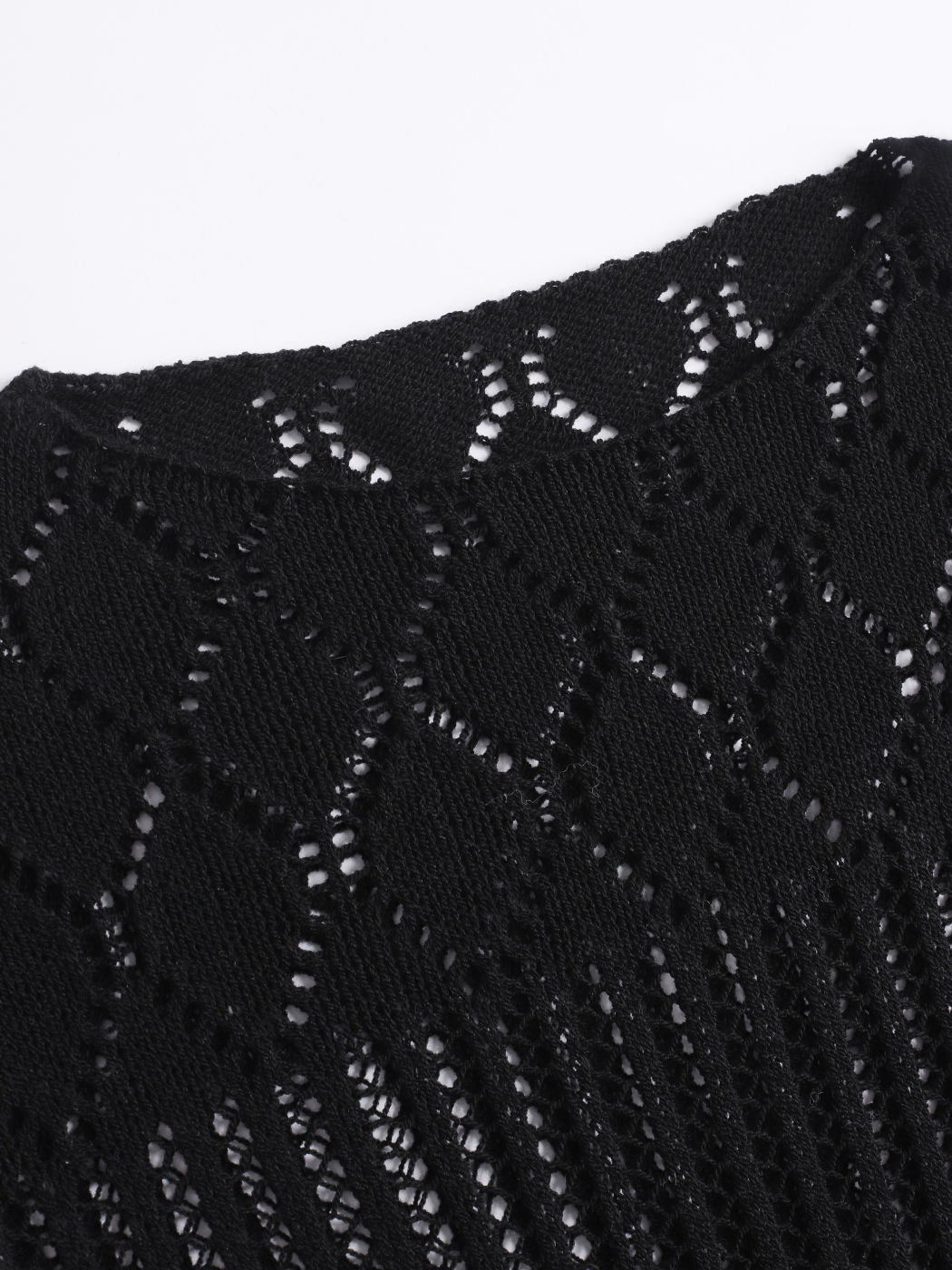 Solid Geometric Hollow Out Knitted Crop Top For Exhibition Coffee Shop