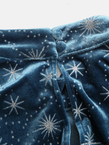 Velvet Velvet Star Pattern High Neck Short Dress For Date Vacation Holiday