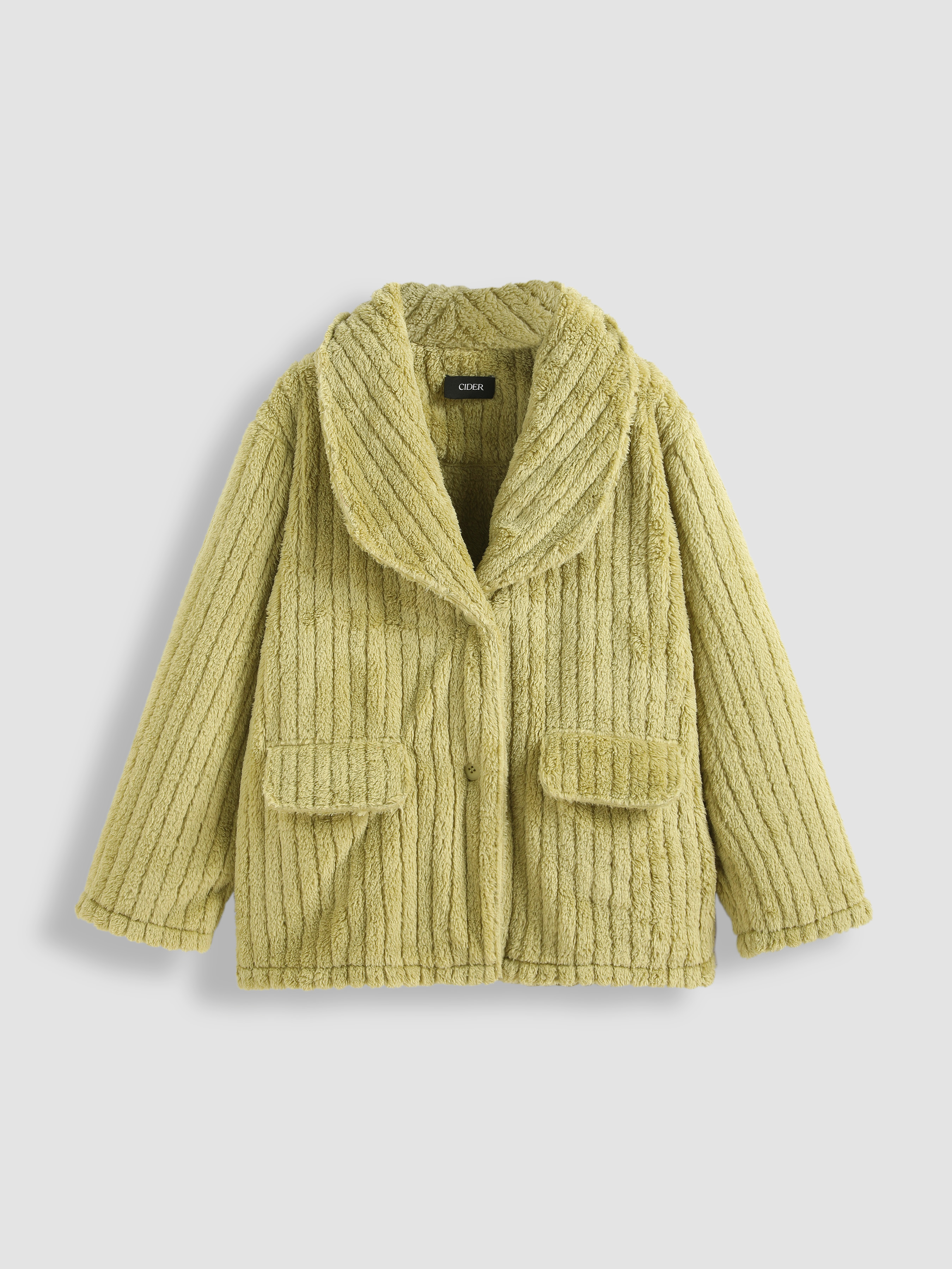 Fleece Solid Thermal Collar Button Up Lounge Top - Cider