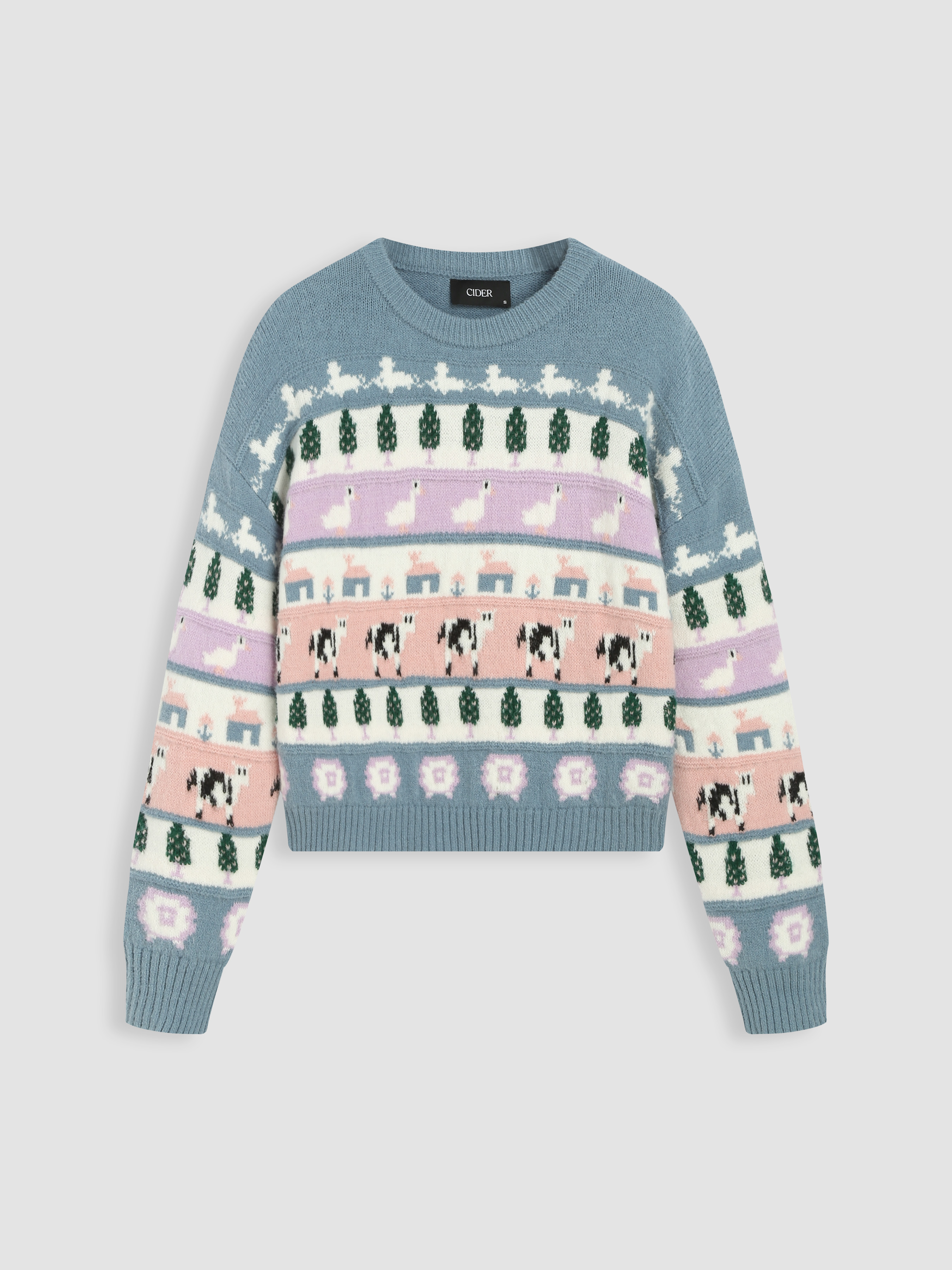 Animal Pattern Round Neckline Sweater For School Daily Casual Picnic