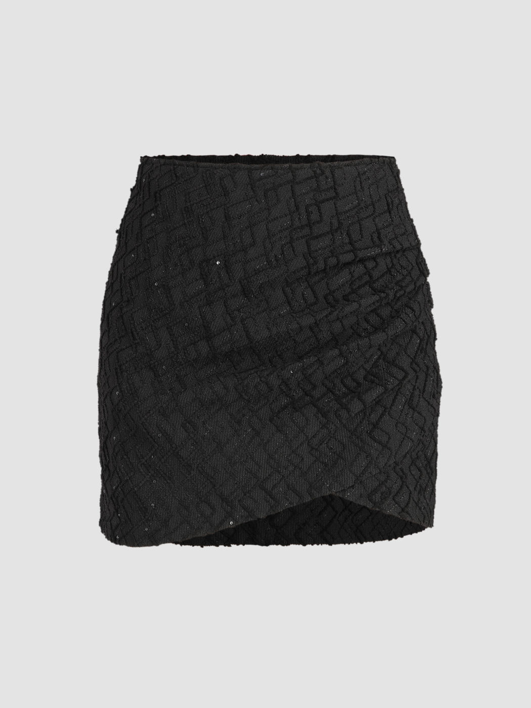 Tweed Sequin High Waist Mini Skirt For Daily Casual