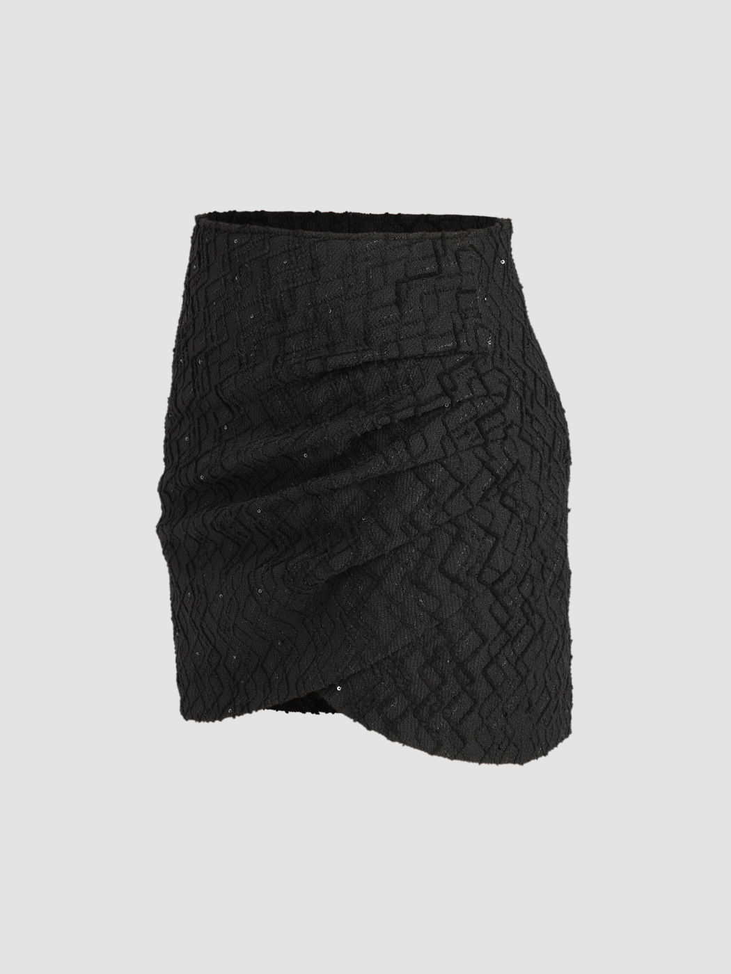 Tweed Sequin High Waist Mini Skirt For Daily Casual