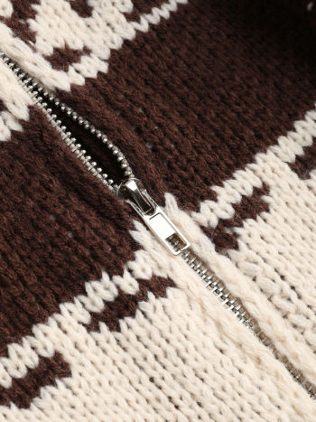 Maple Leaves Pattern Knit Cardigan - Cider