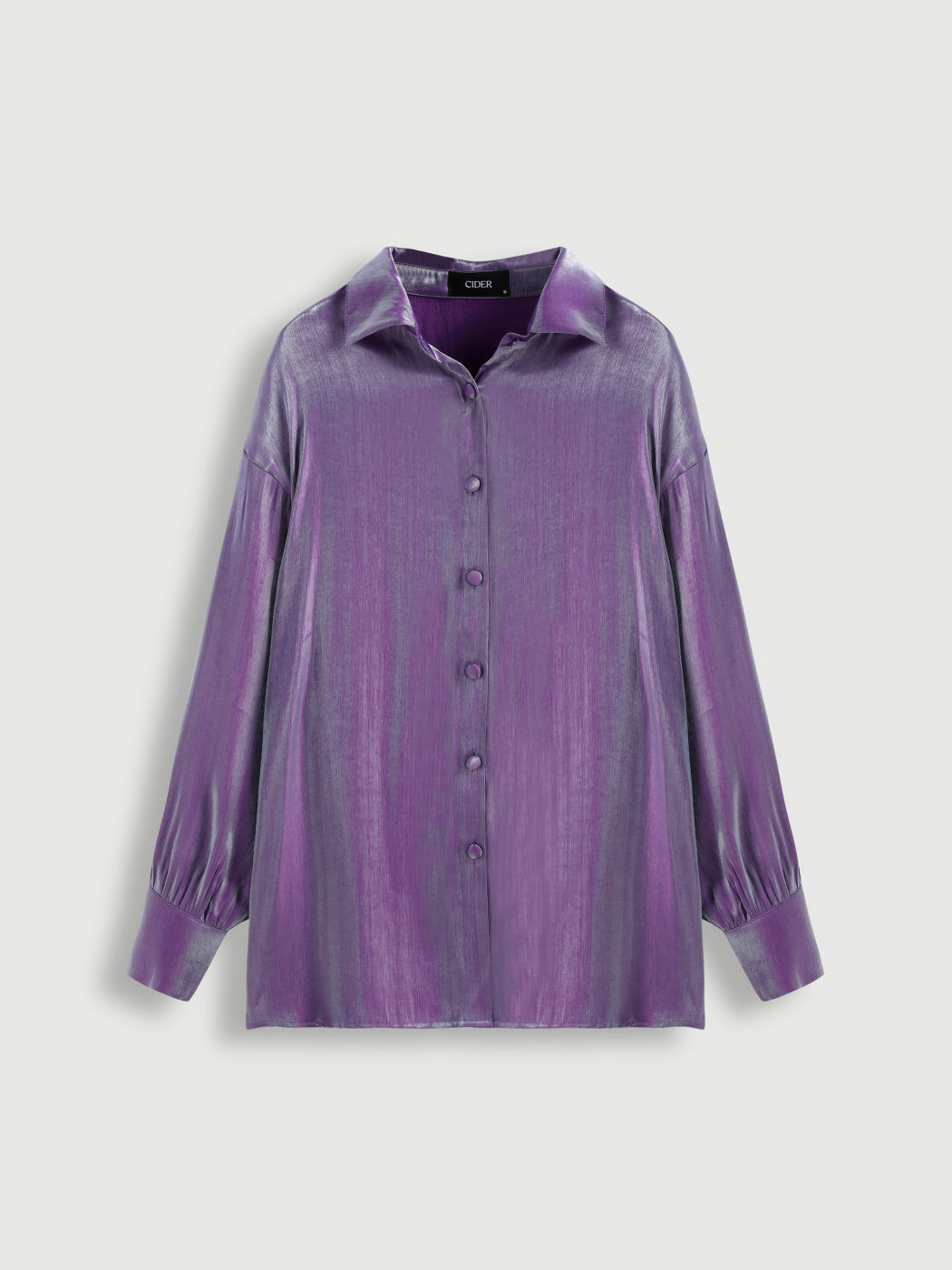 Metallic Button Up Long Sleeve Blouse For Exhibition