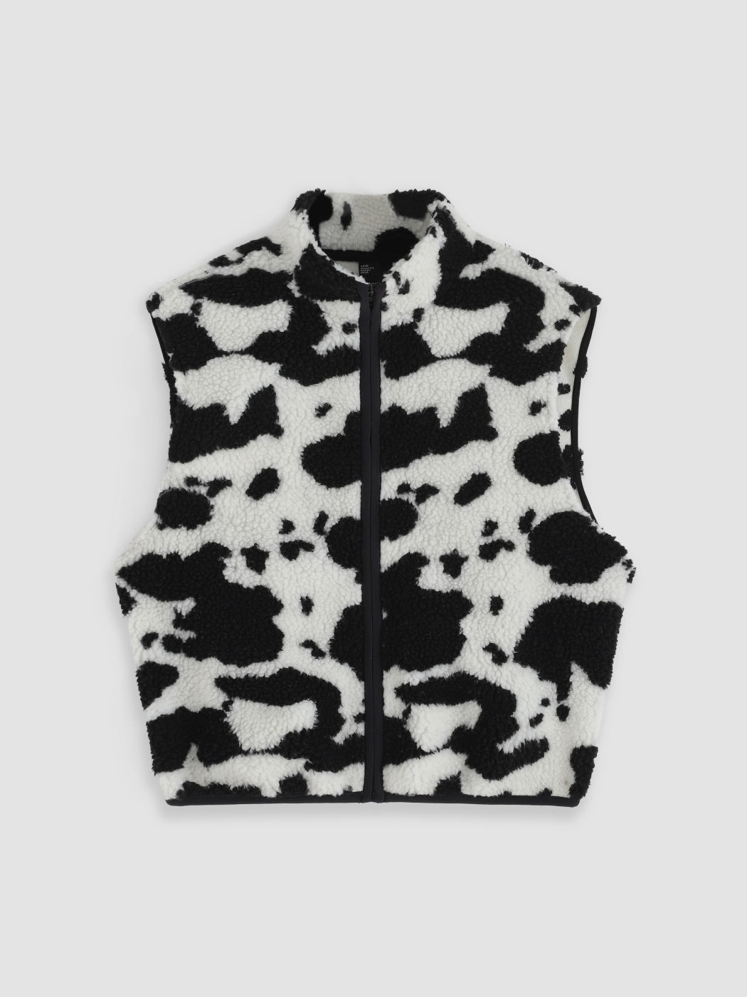Fleece Cow Pattern Oversized Zip Up Vest For School Daily Casual