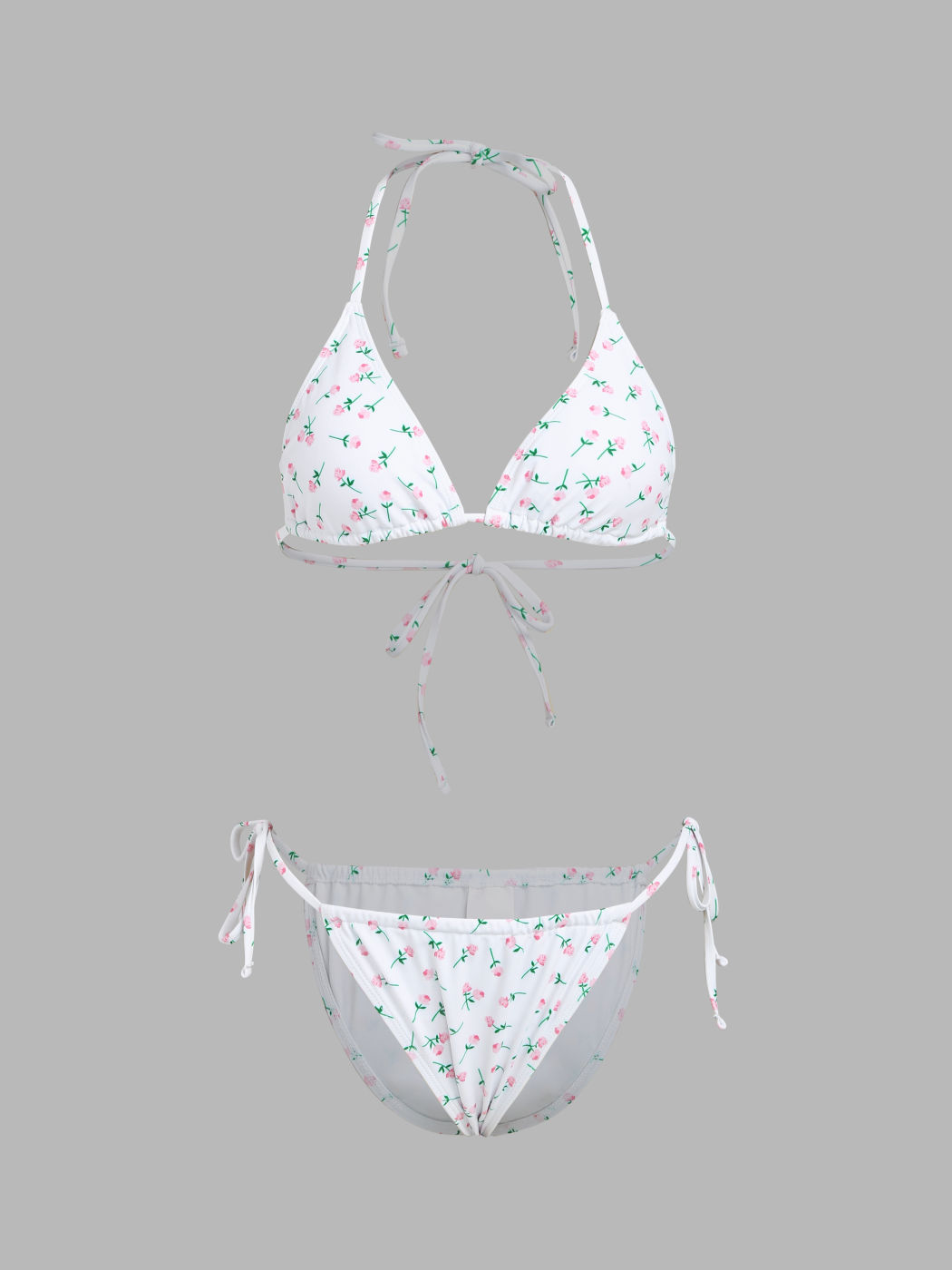Floral Tie Back Halter Bikini Swimsuit For Vacation Swimming Pool Beach