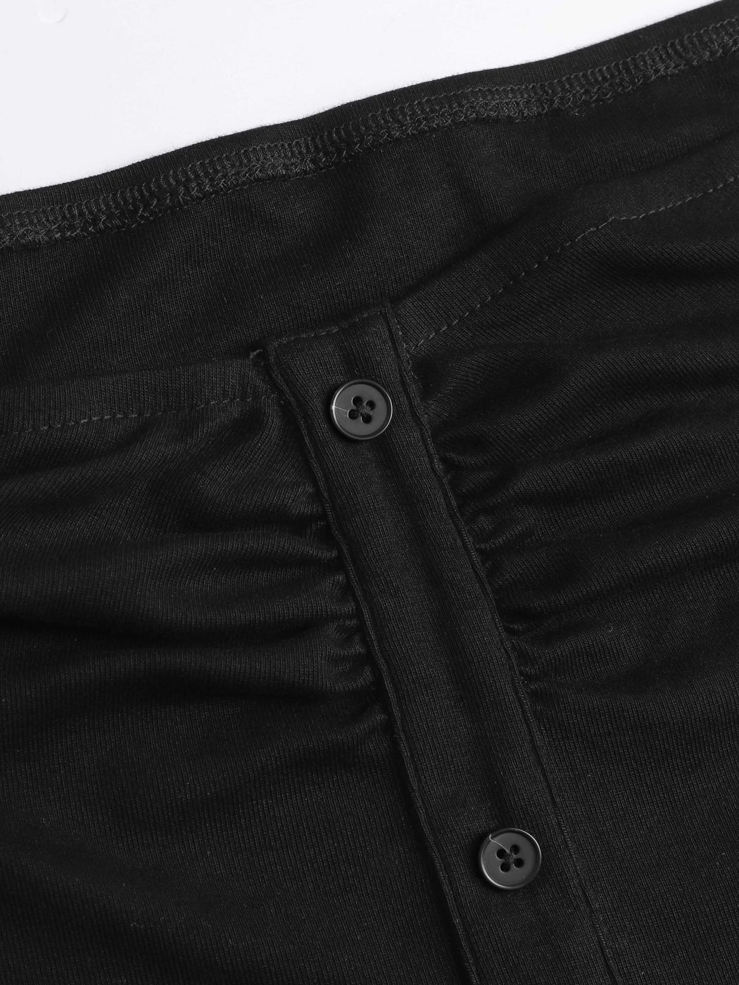 Knit Fabric Solid Off-shoulder Button Up Long Sleeve Top For Coffee Shop