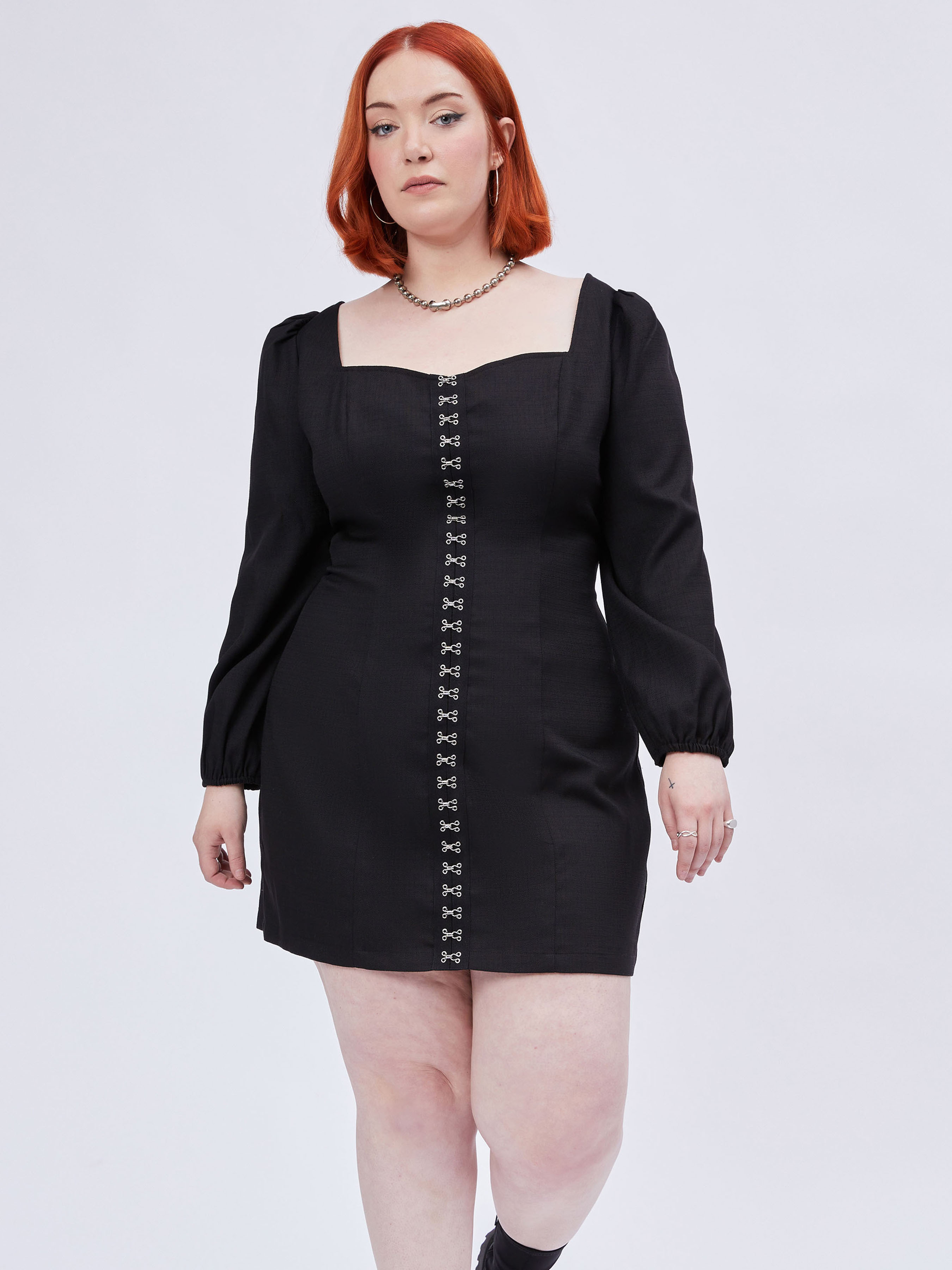 Curve & Plus Solid Buckle Mini Dress For Daily Casual Exhibition Coffee ...