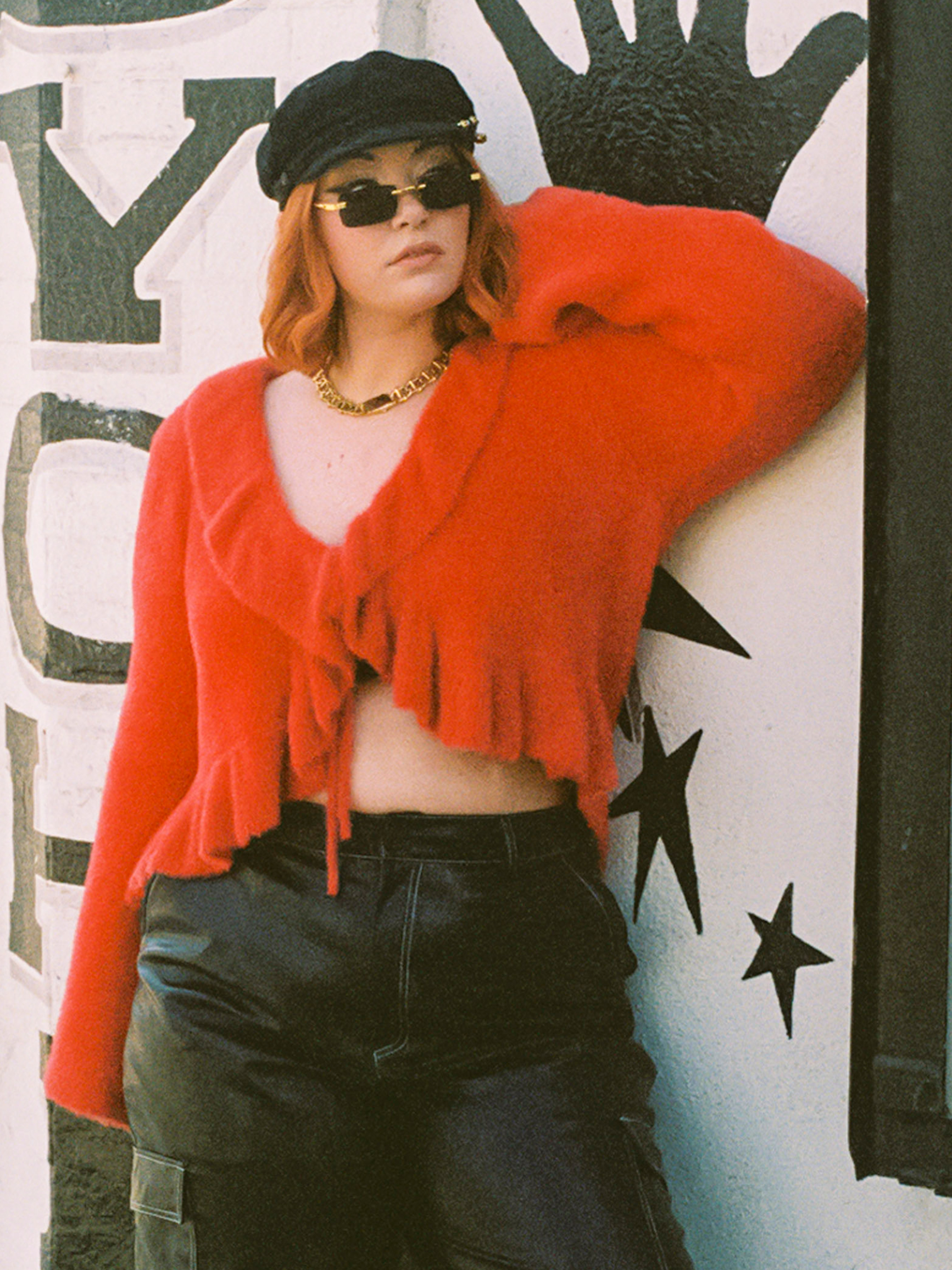 Curve & Plus Solid Fluffy Bell Sleeve Knit Cardigan - Cider