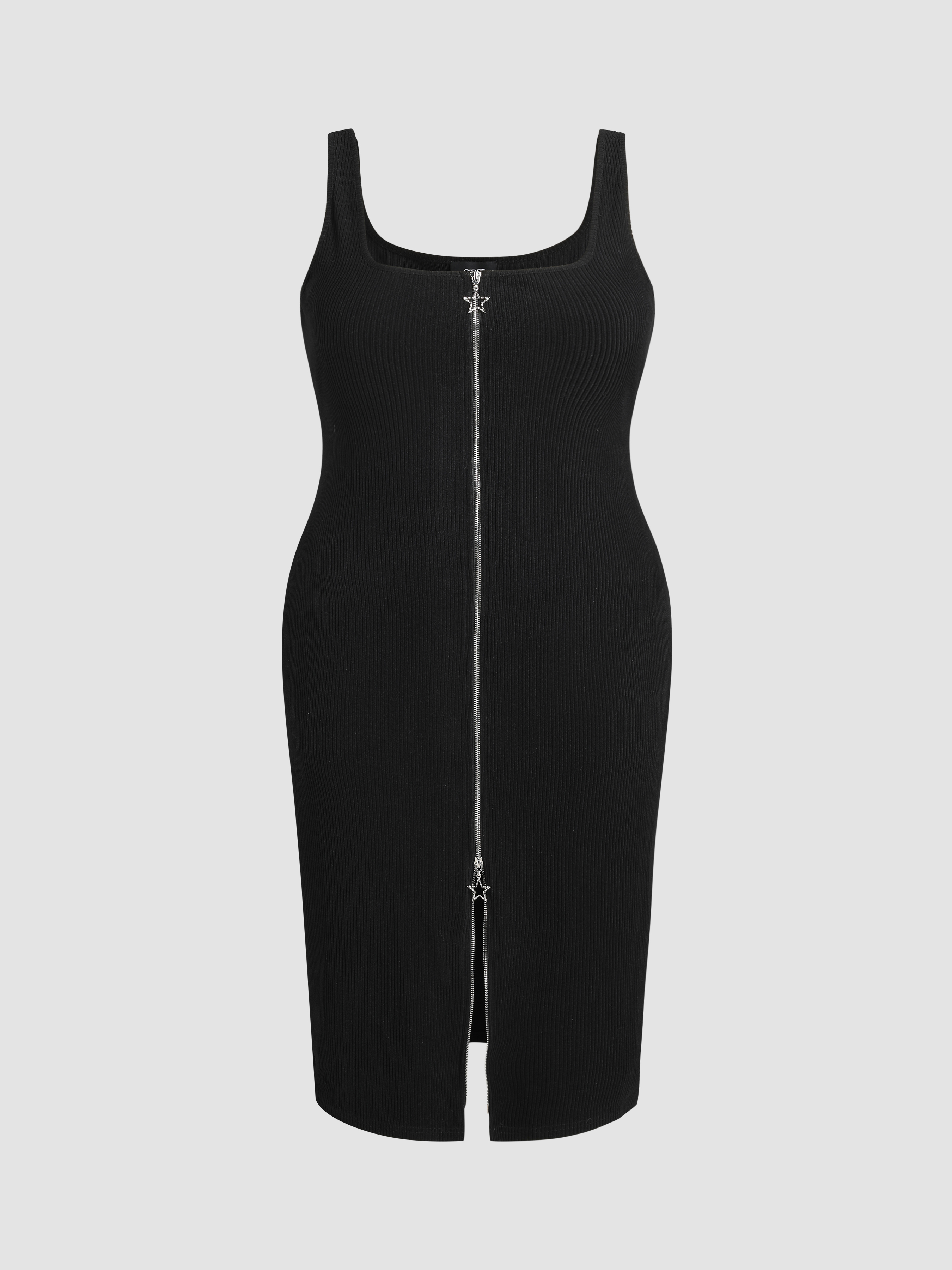 Jersey Zipper Sleeveless Maxi Dress Curve & Plus - Cider