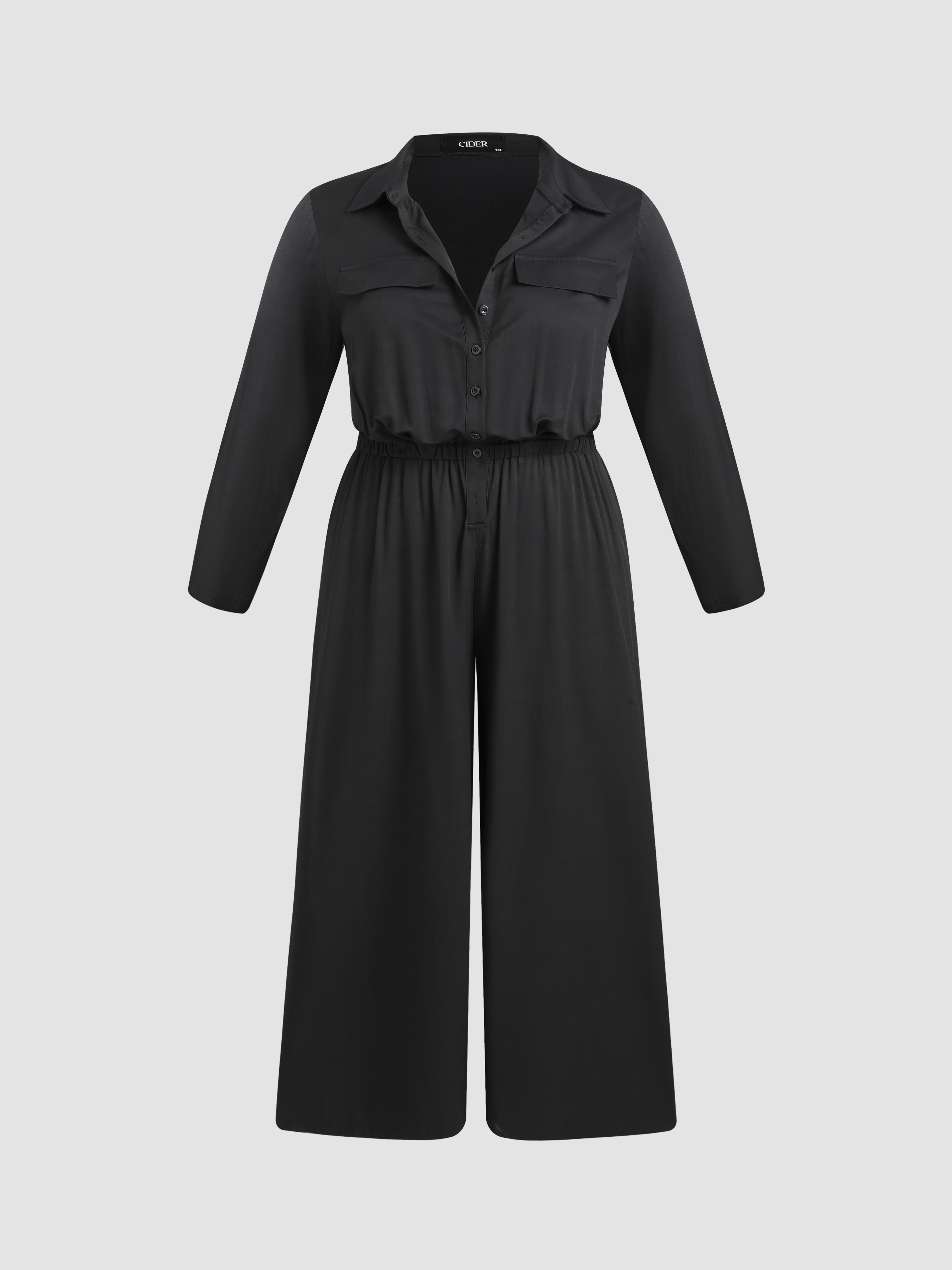 Woven Solid V-neck Jumpsuit Curve & Plus - Cider