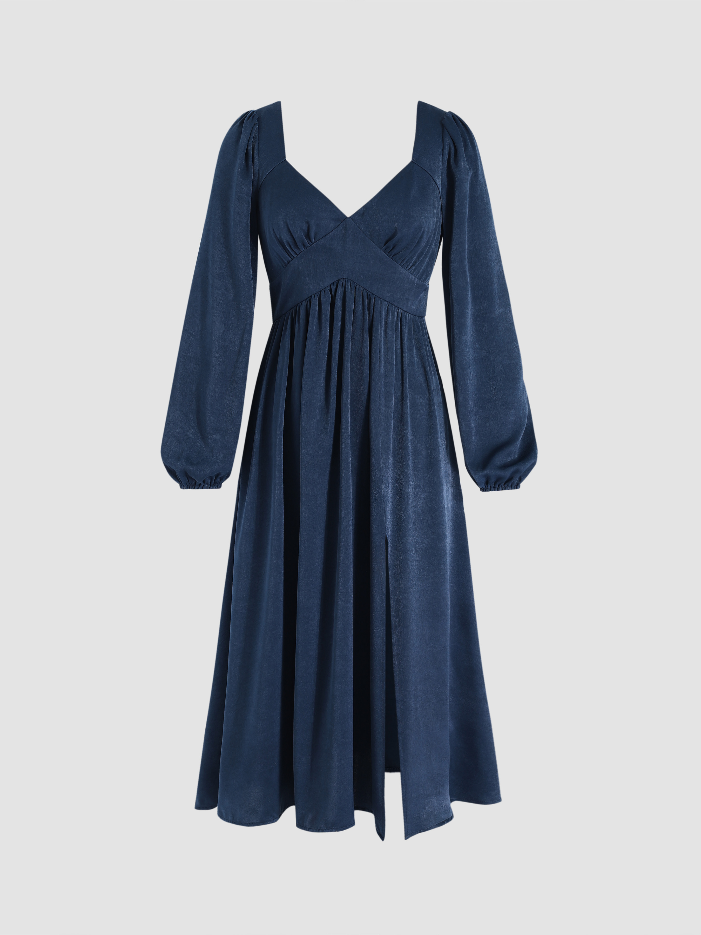 Solid Split Ruffle Midi Dress - Cider