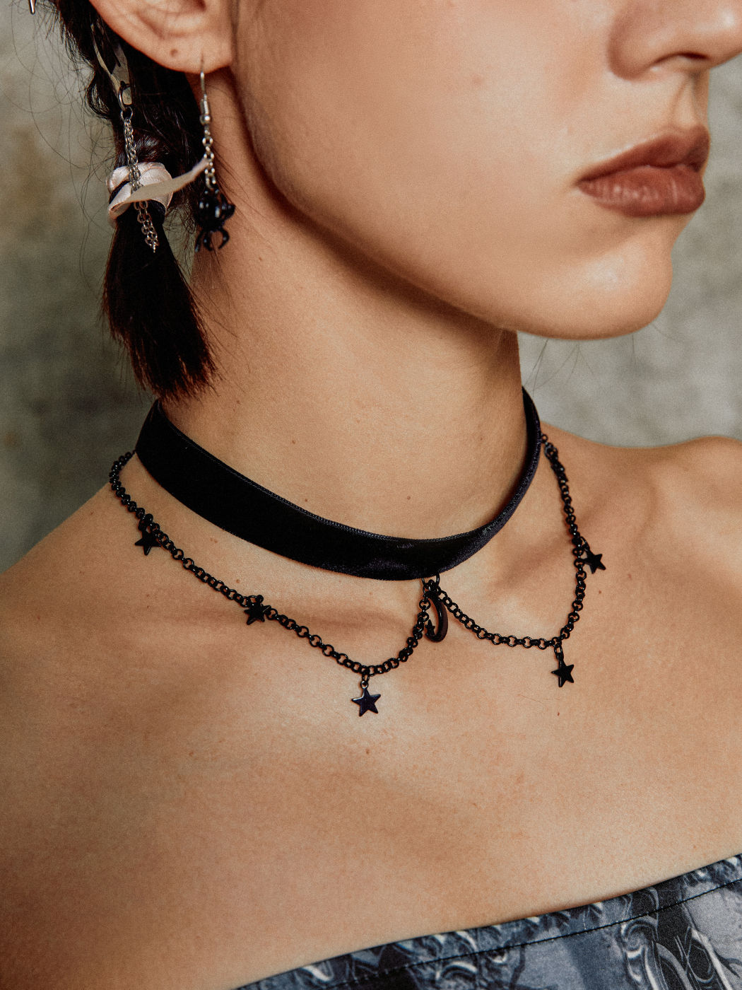 Alloy Star And Moon Chain Detail Necklace For School Music Festivallive House Partyclubbing Holiday