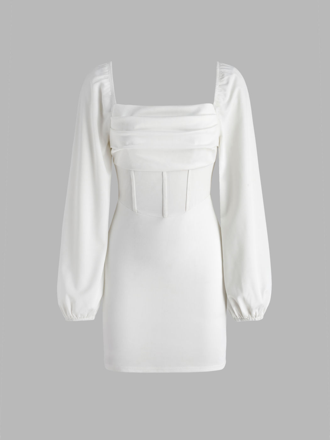 Solid Square Neck Corset Mini Dress For Date