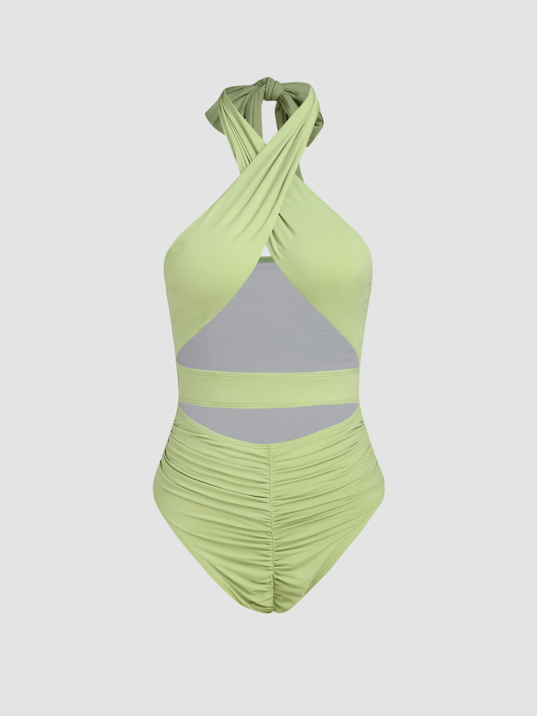 Halter Cross One Piece Swimsuit - Cider