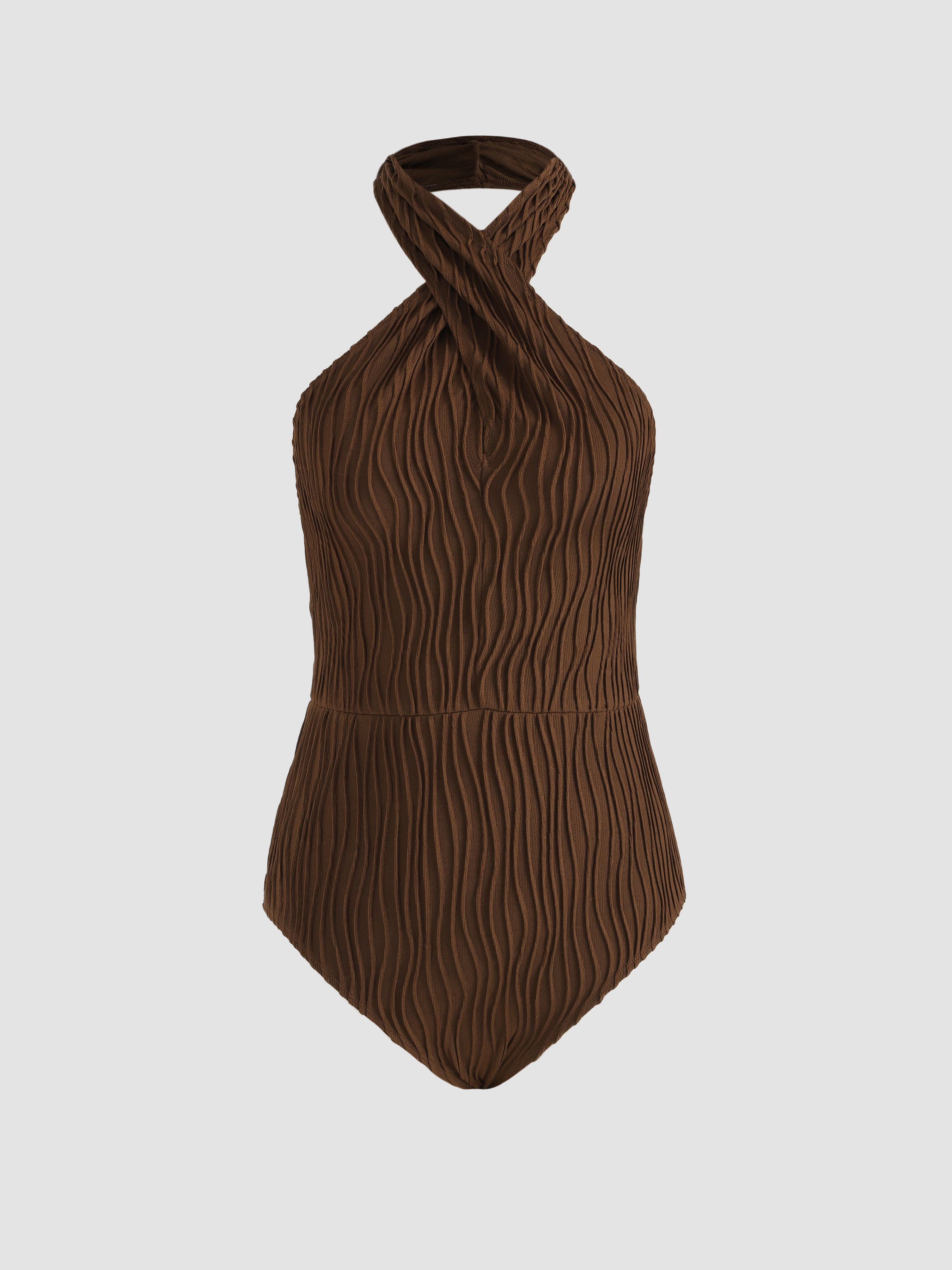 Texture Jersey Halter Bodysuit - Cider
