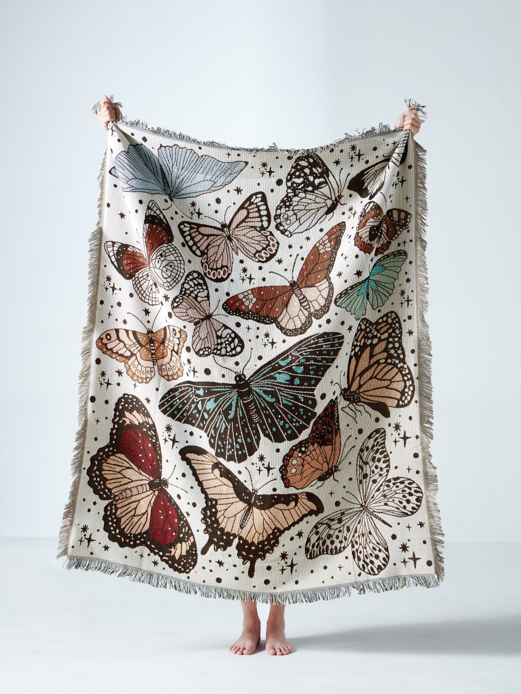 Butterfly Pattern Tassel Blanket