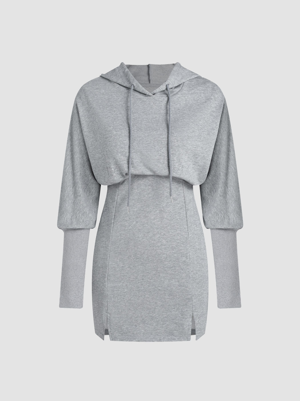 Terry Solid Drawstring Split Mini Dress - Cider