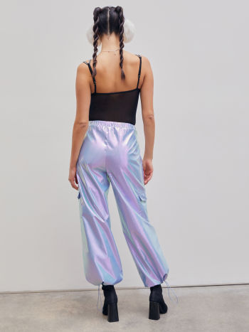 Hoco Dress Homecoming Metallic Mid Waist Parachute Cargo Pants For ...