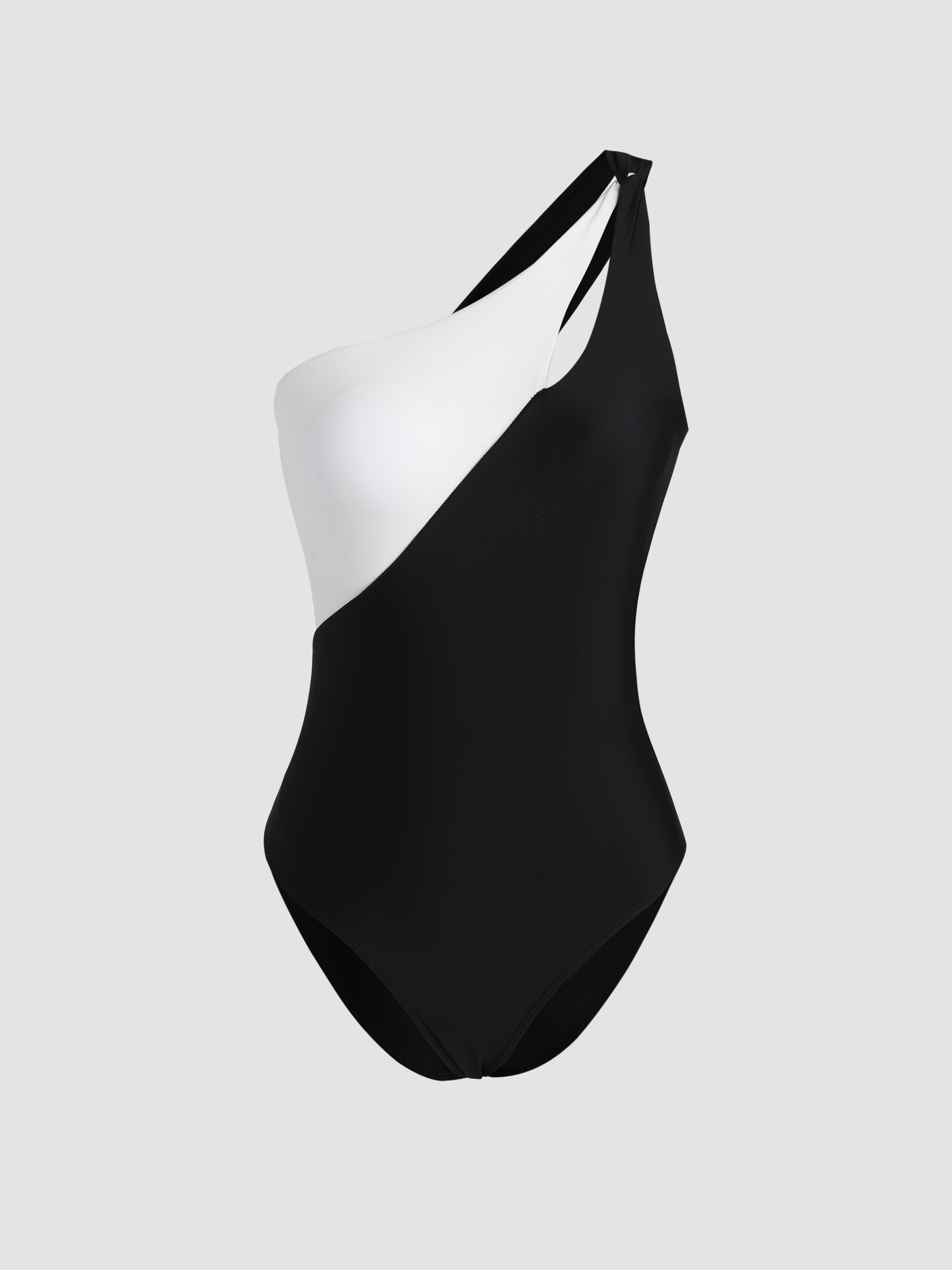 Asymmetrical Two Toneone Piece Swimsuit Cider