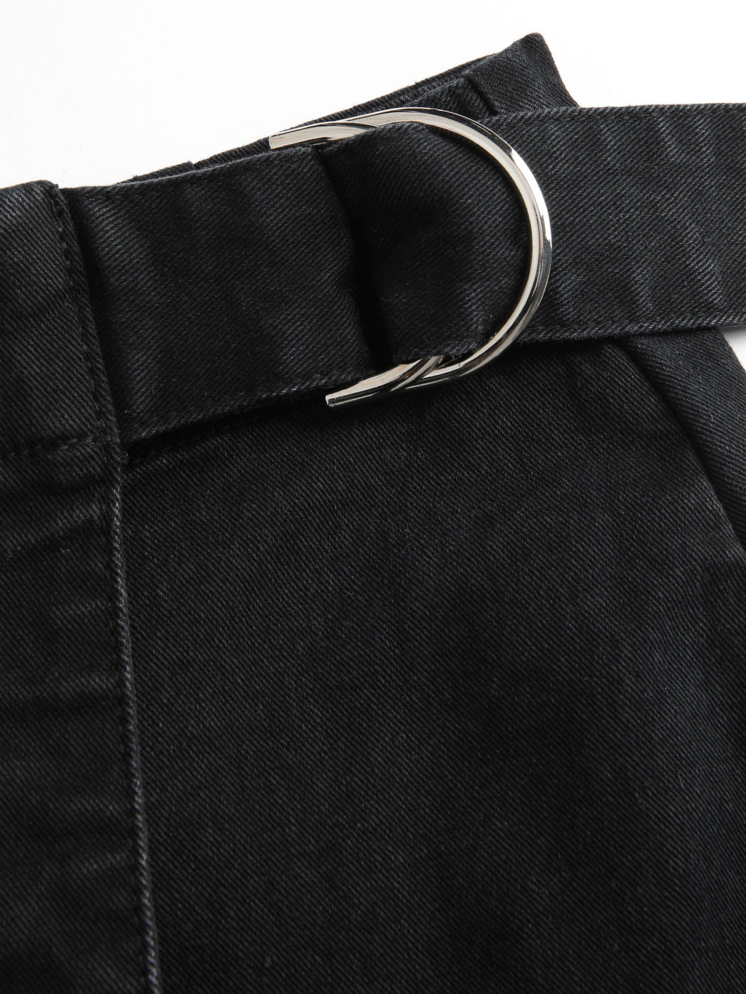 Denim Solid Denim Belted Shorts For School Daily Casual