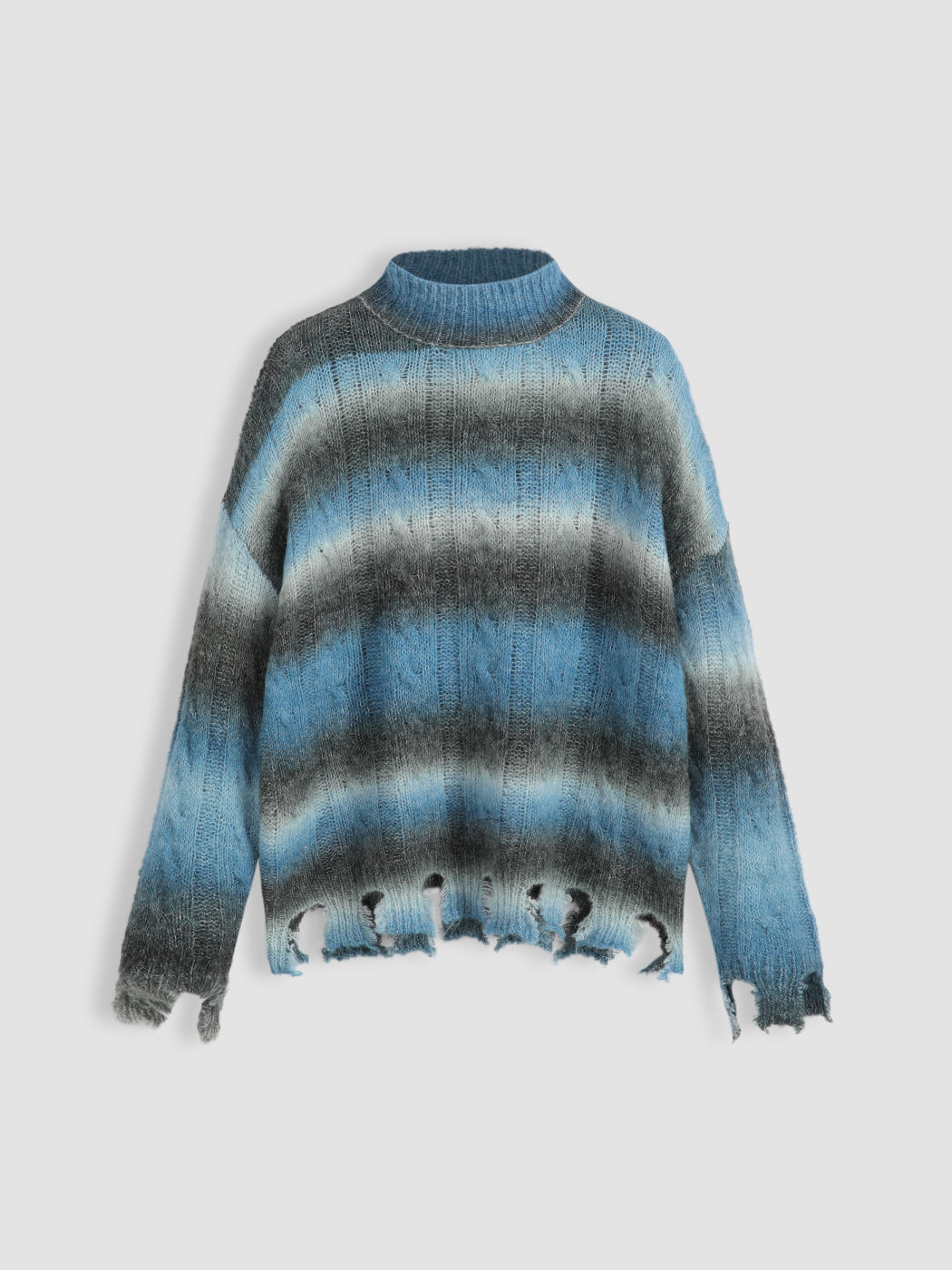 Ripped Stripe Oversized Sweater For School Daily Casual