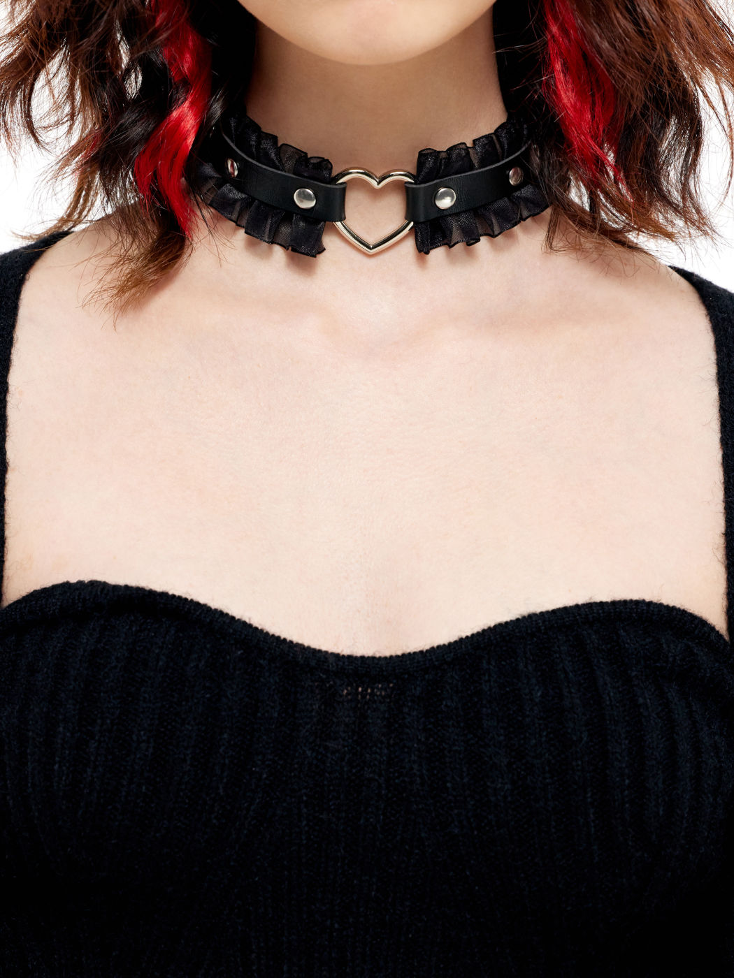 Lace Heart Lace Decor Choker Necklace For Music Festival/Live House ...