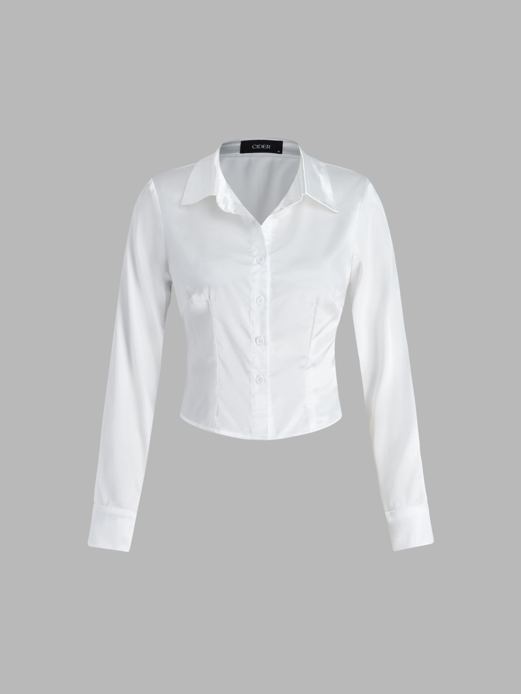 Satin Collar Button Up Blouse - Cider