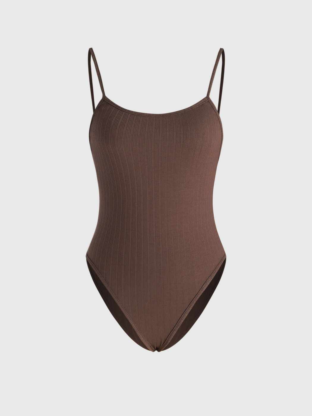 Knit Fabric Solid U-neckline Bodysuit For Daily Casual