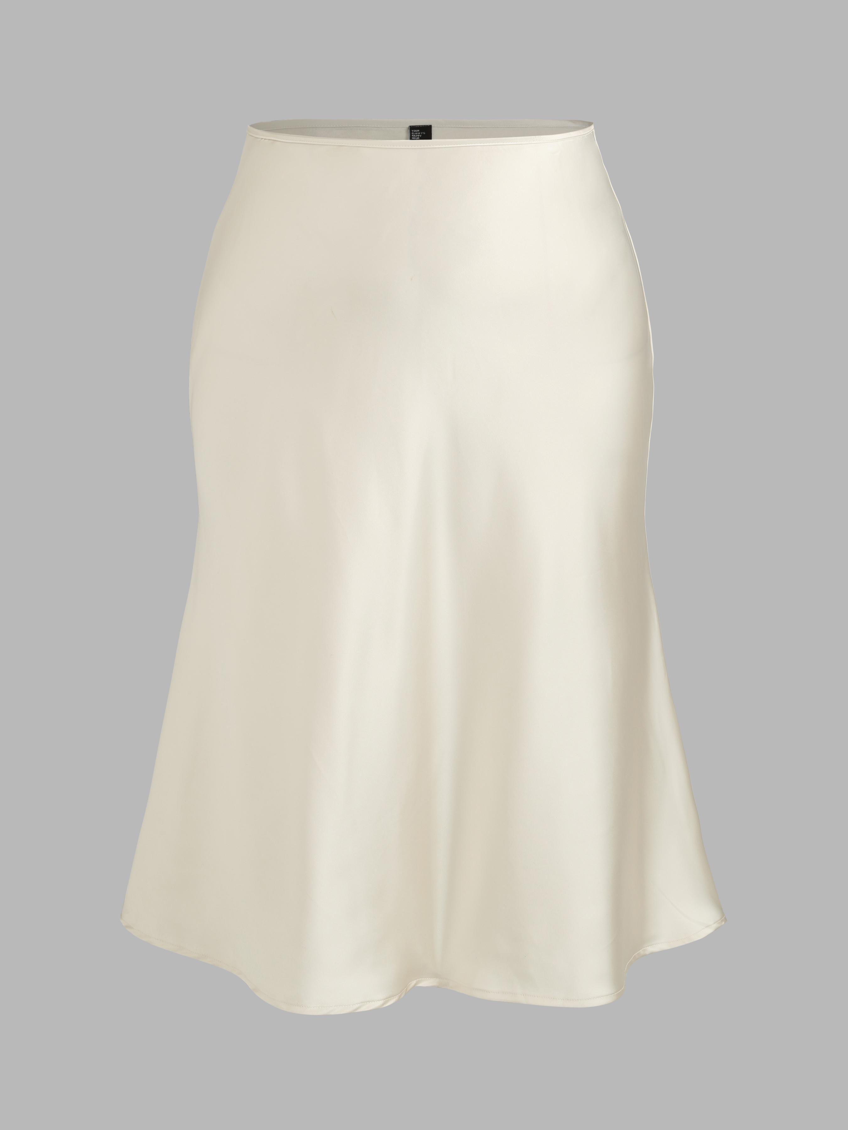 Satin Satin Solid Ruffle Long Skirt Curve & Plus For Vacation Holiday