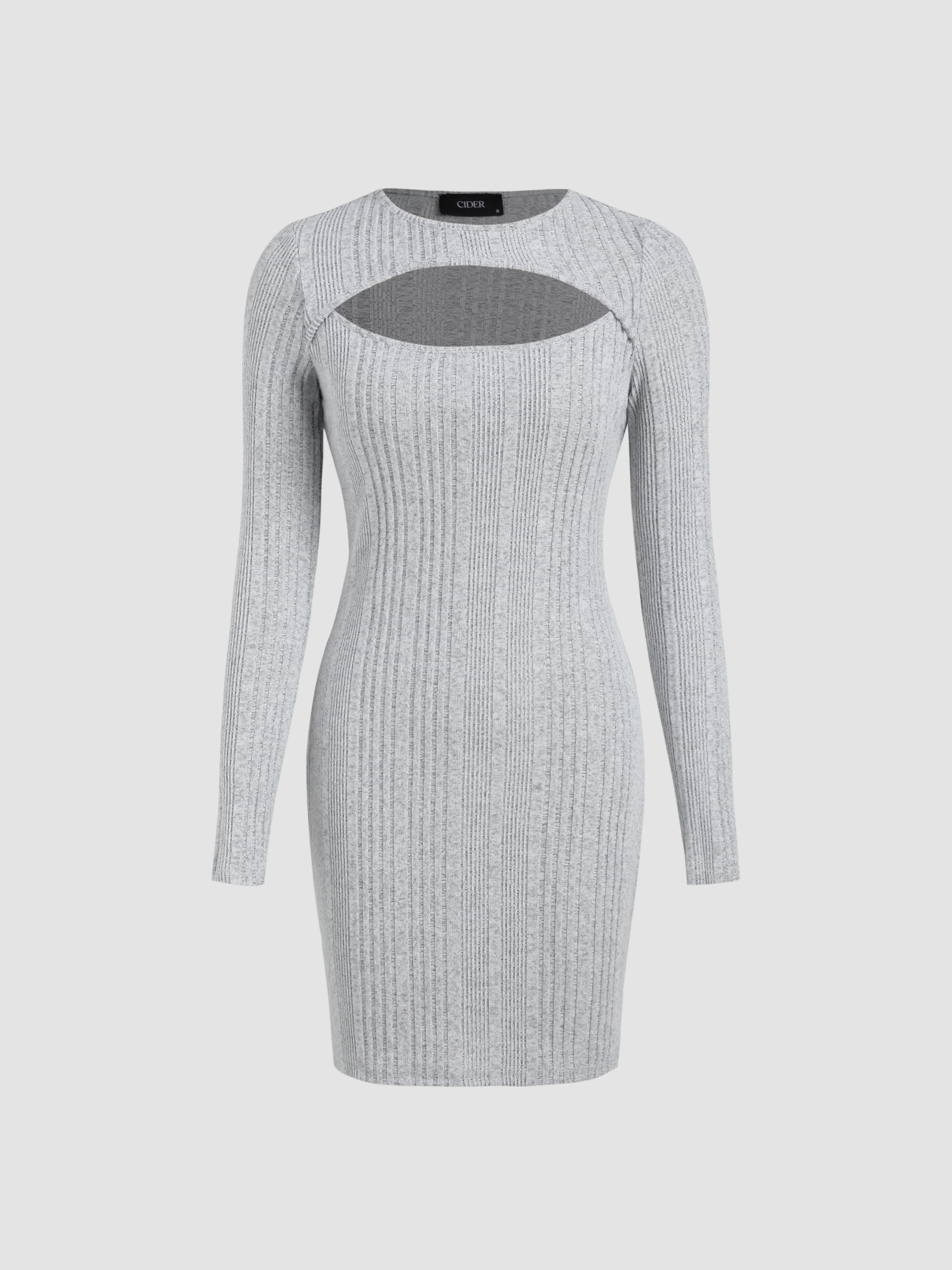 Solid Rib Cut Out Mini Dress - Cider